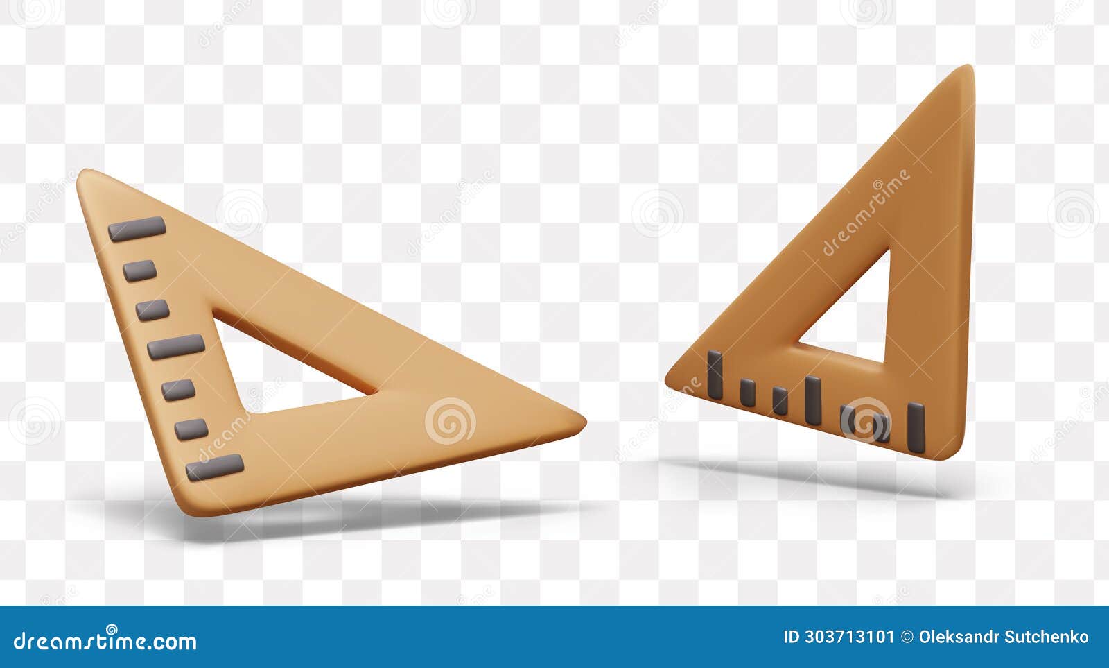 Triangular Ruler, Set Square. Realistic Scale Model Stock Vector ...