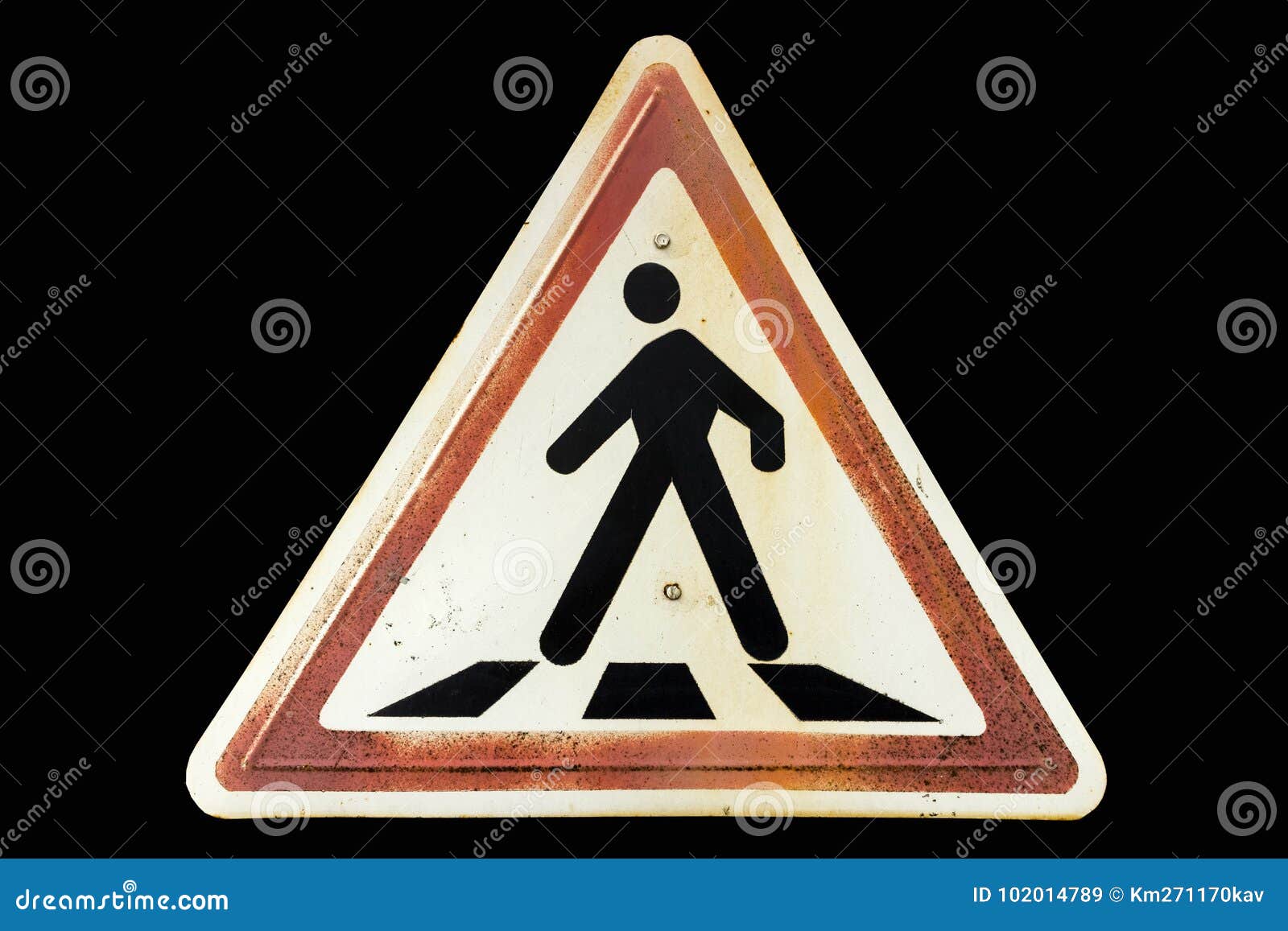 Triangular Pedestrian Crossing Sign. Blue Symbol For Cars Stock ...