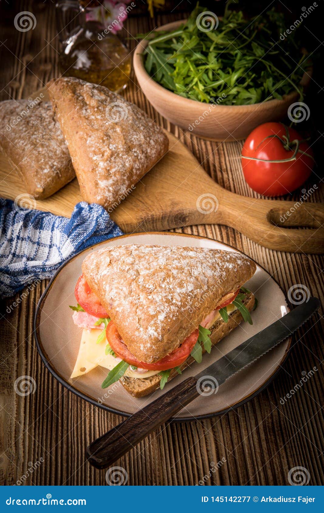 Triangular Sandwich with Cheese, Ham and Tomato Stock Image - Image of ...