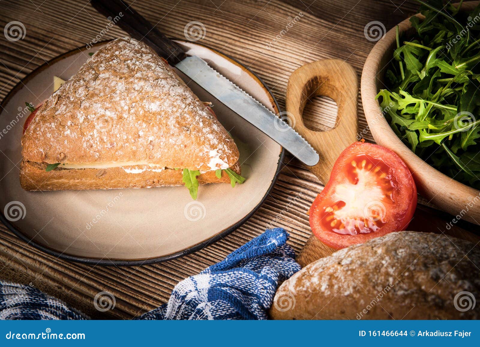 Triangular Sandwich with Cheese, Ham and Tomato Stock Photo - Image of ...