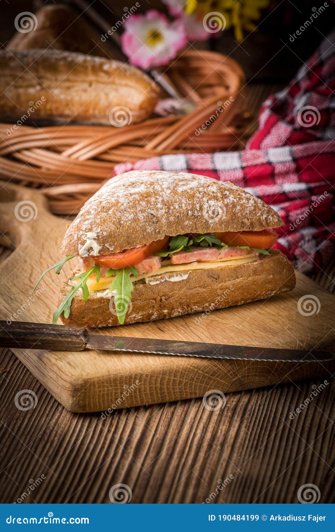 Triangular Sandwich with Cheese, Ham and Tomato Stock Image - Image of ...