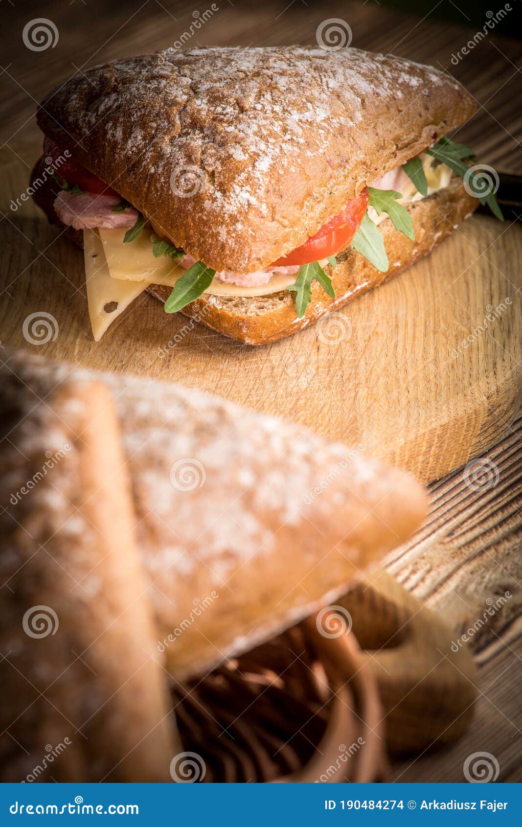 Triangular Sandwich with Cheese, Ham and Tomato Stock Photo - Image of ...