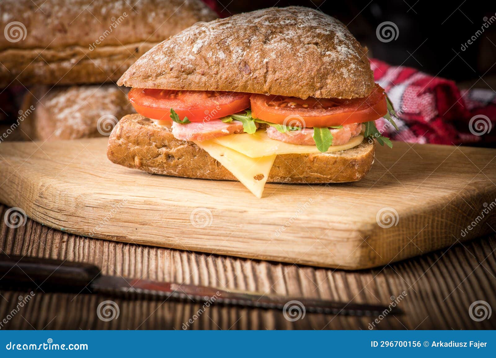 Triangular Sandwich with Cheese, Ham and Tomato Stock Photo - Image of ...