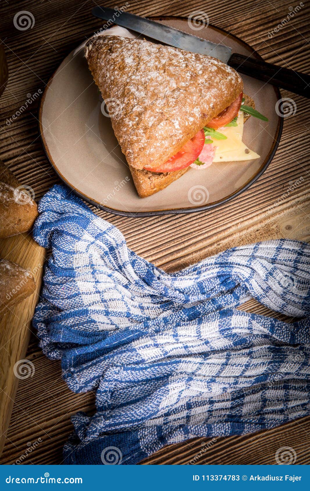 Triangular Sandwich with Cheese, Ham and Tomato. Stock Image - Image of ...