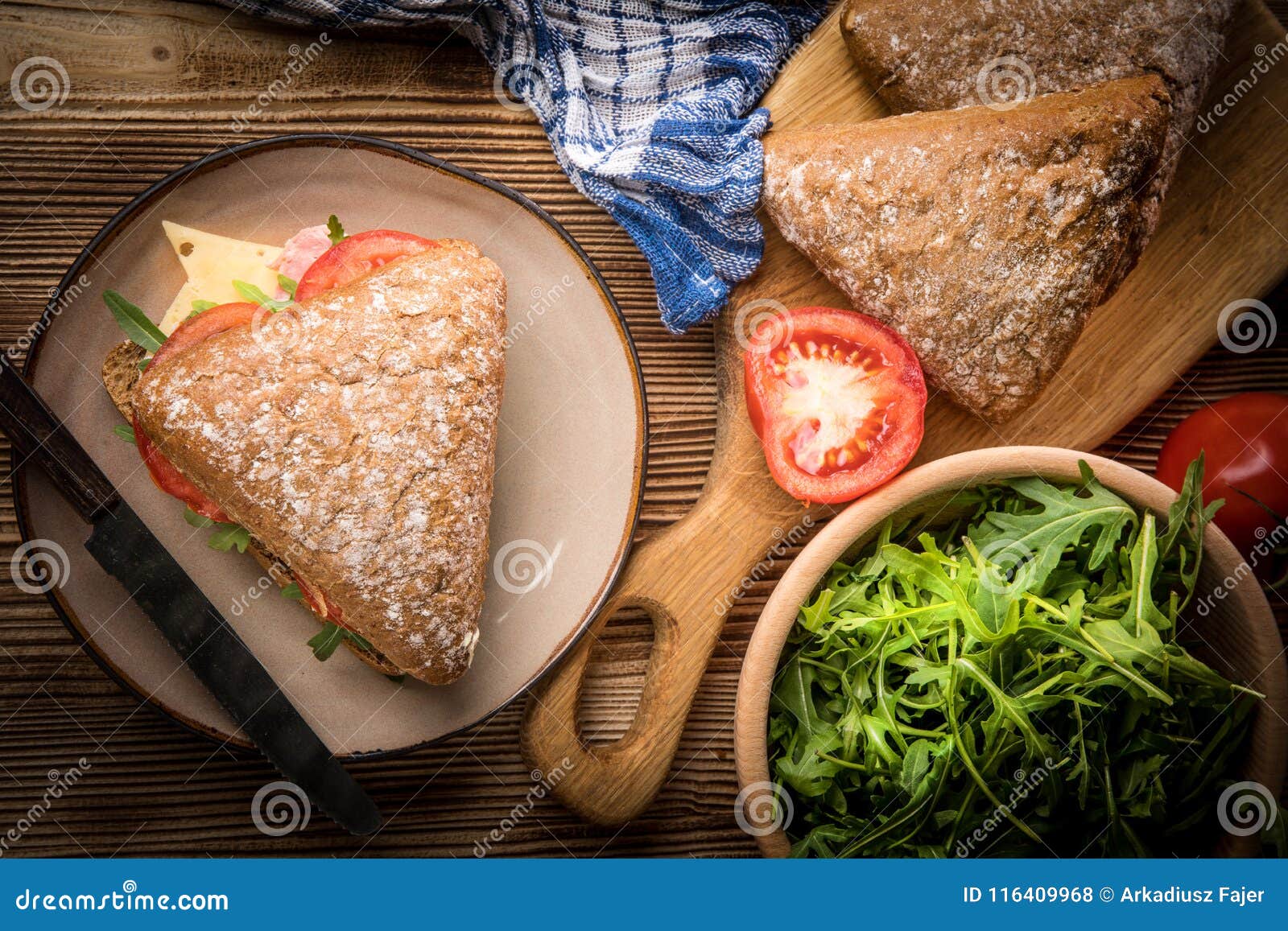 Triangular Sandwich with Cheese, Ham and Tomato. Stock Photo - Image of ...