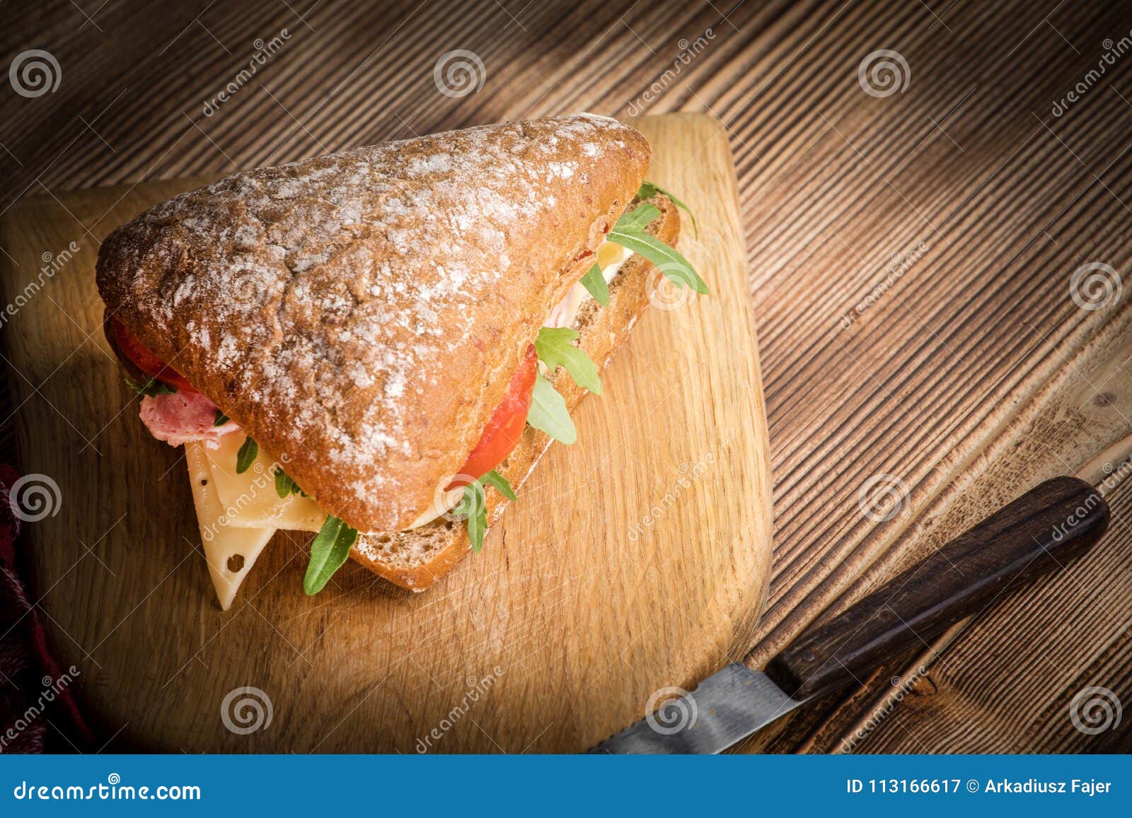 Triangular Sandwich with Cheese, Ham and Tomato. Stock Image - Image of ...