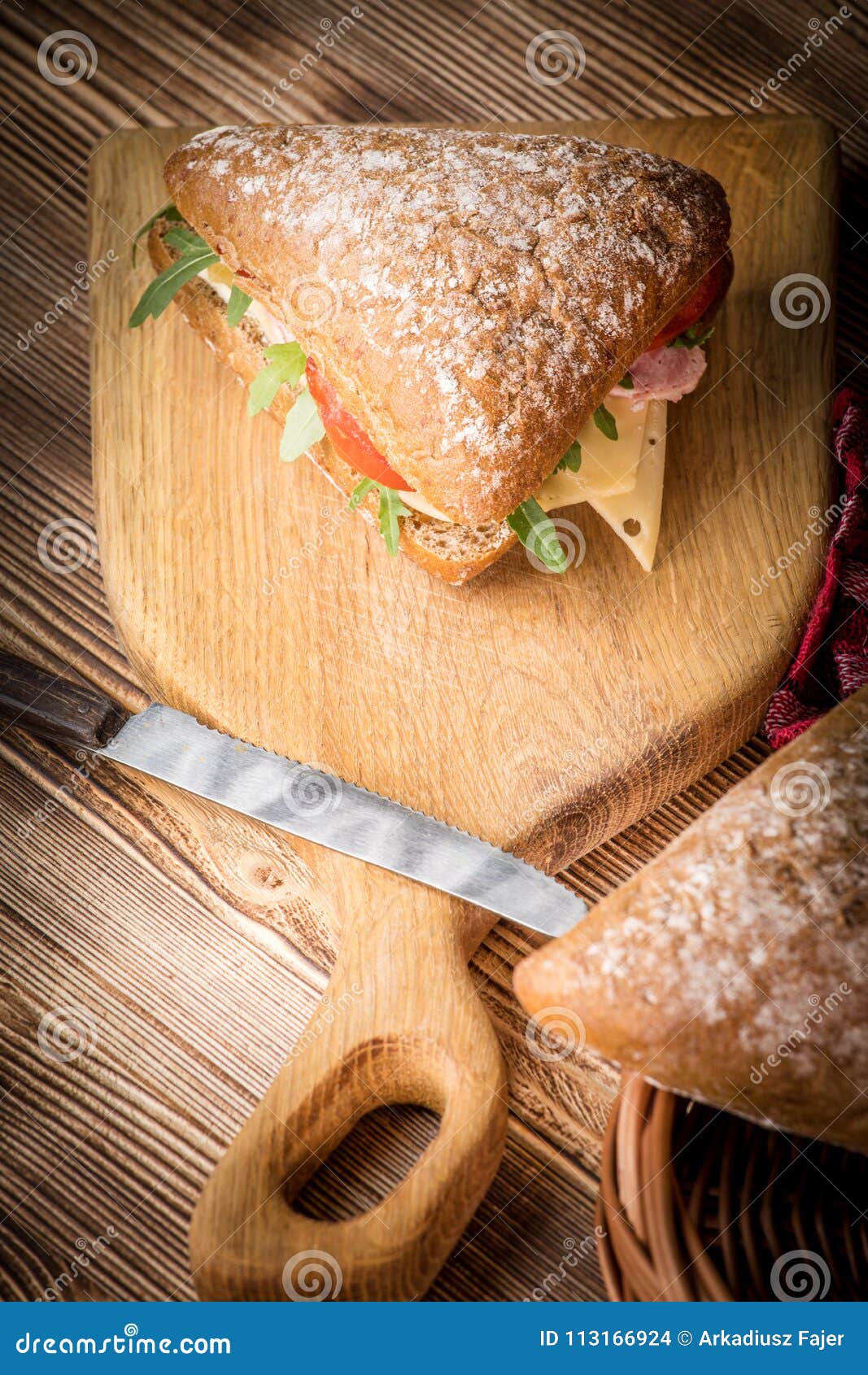 Triangular Sandwich with Cheese, Ham and Tomato. Stock Photo - Image of ...