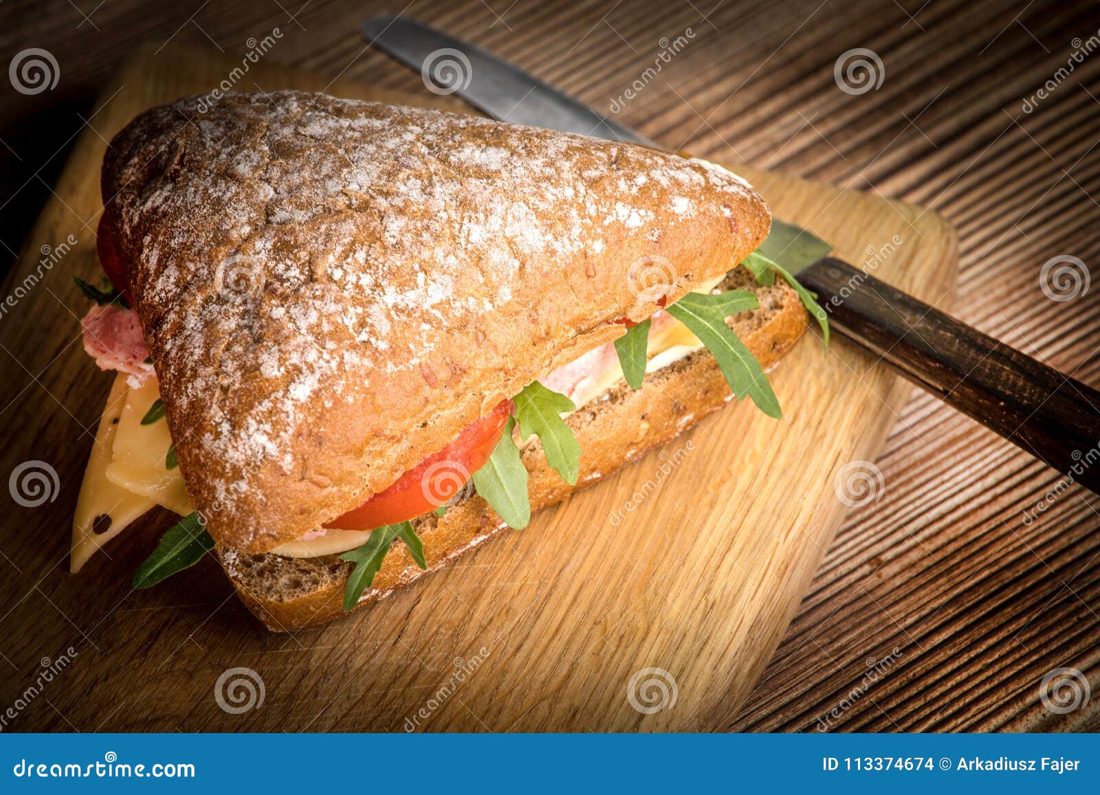 Triangular Sandwich with Cheese, Ham and Tomato. Stock Photo - Image of ...