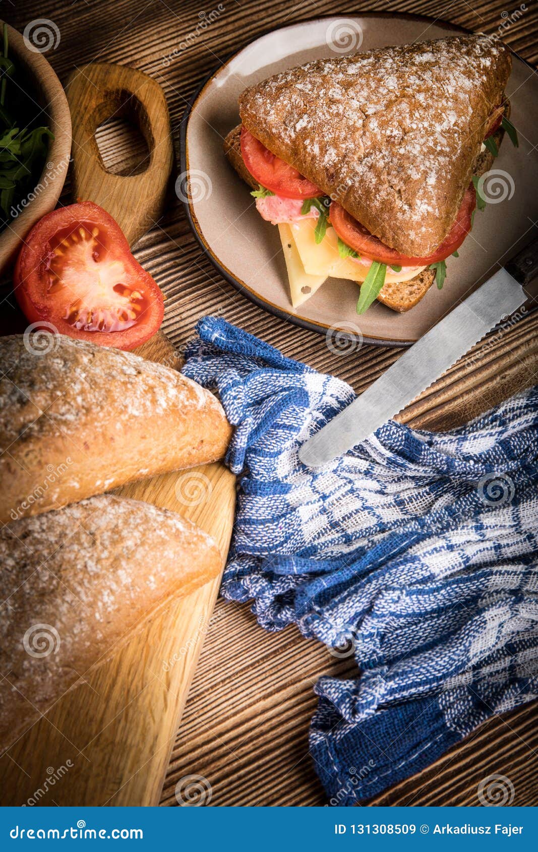 Triangular Sandwich with Cheese, Ham and Tomato. Stock Image - Image of ...