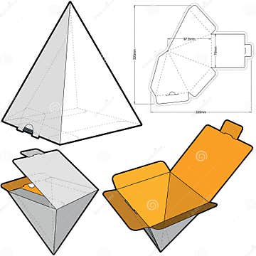 Triangular Self Assembly Packaging and Die-cut Pattern. Stock Vector ...