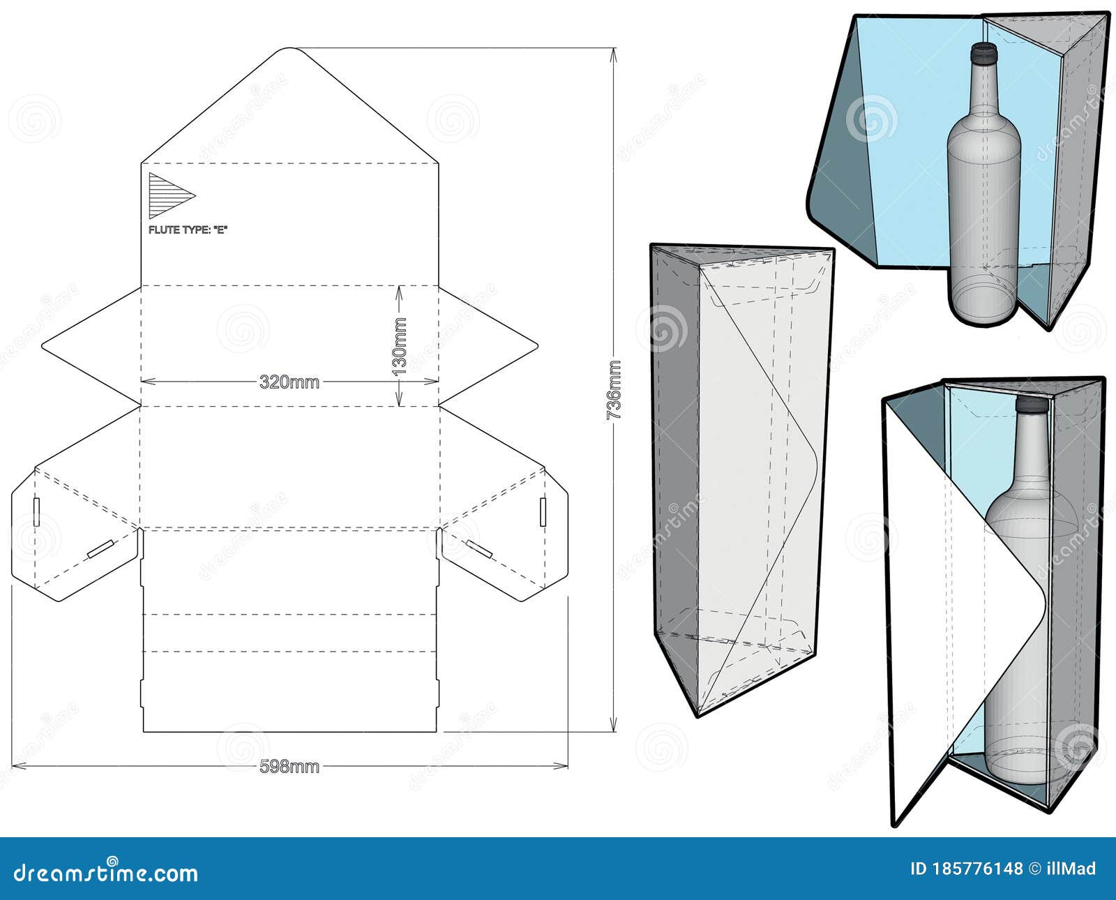 Triangular Self Assembly Packaging and Die-cut Pattern. Stock Vector ...