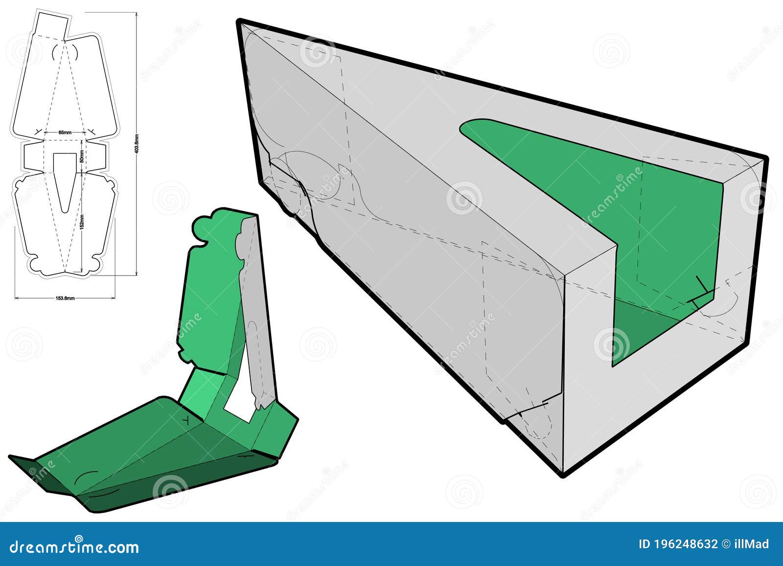 Triangular Self Assembly Packaging And Die-cut Pattern. Stock Photo ...