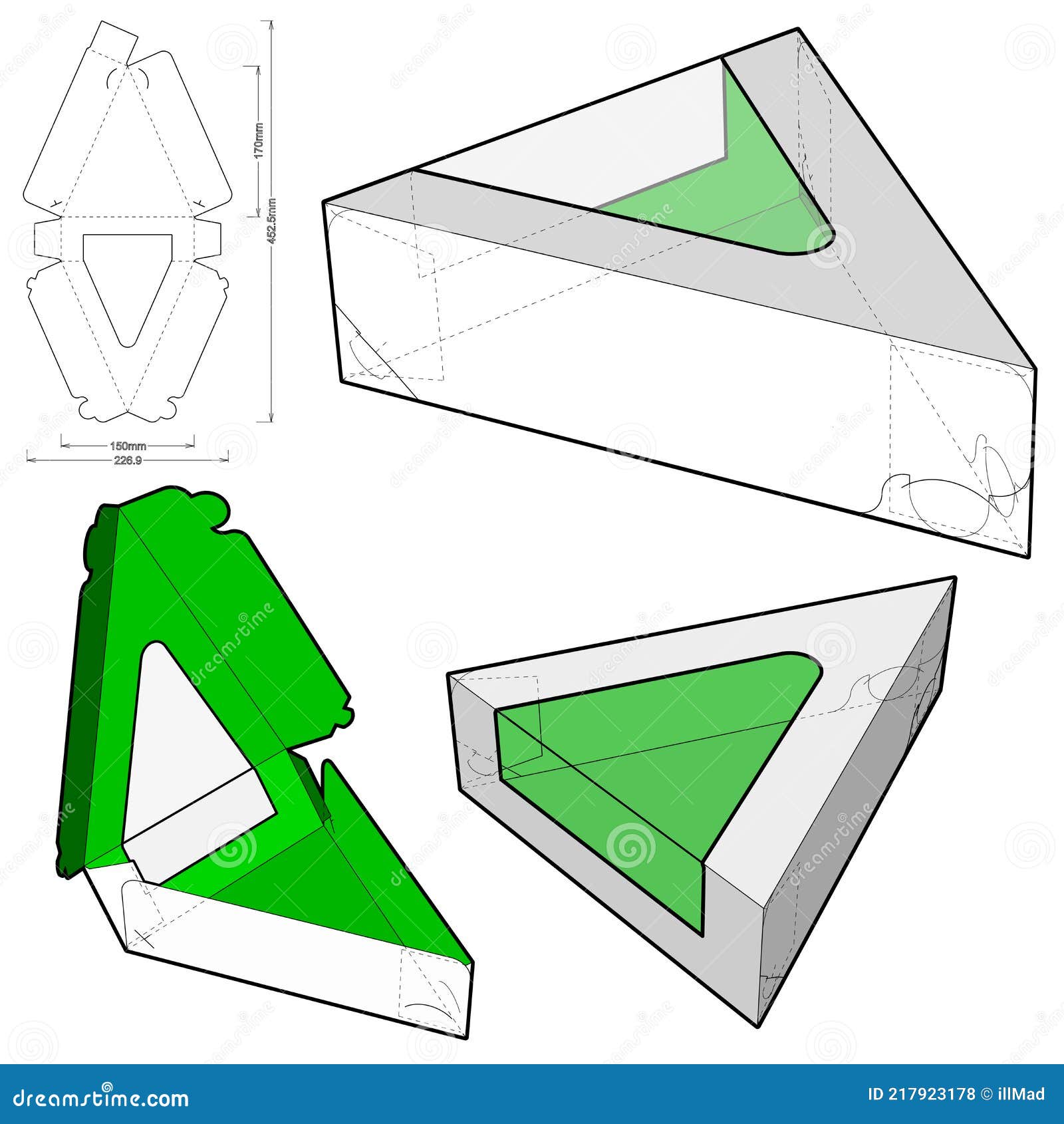 Triangular Self Assembly Packaging And Die-cut Pattern. Cartoon Vector ...