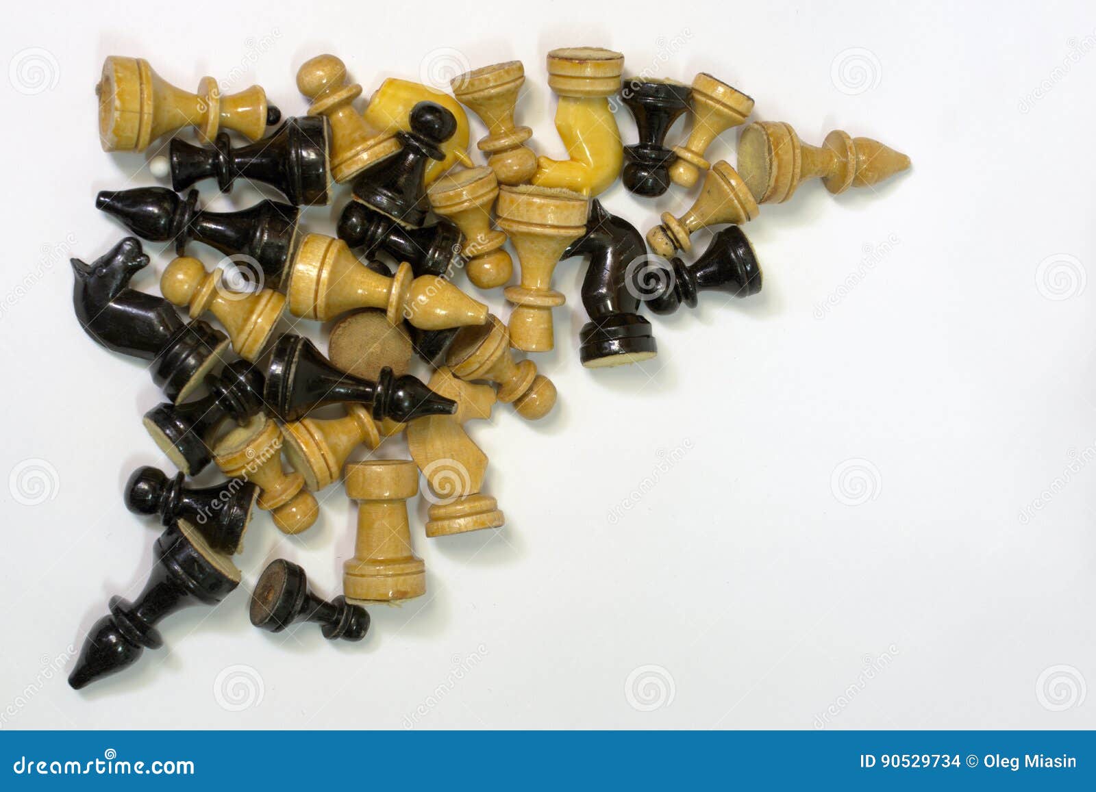 Triangular Set of Blacks and Whites Chess Pieces in a Neat Pile Stock ...