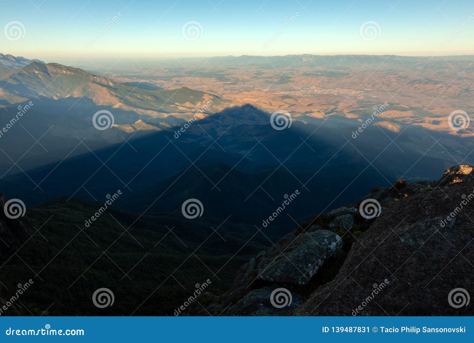 Triangular Shadows of a Mountain Seen from the Summit in Mantiqueira ...