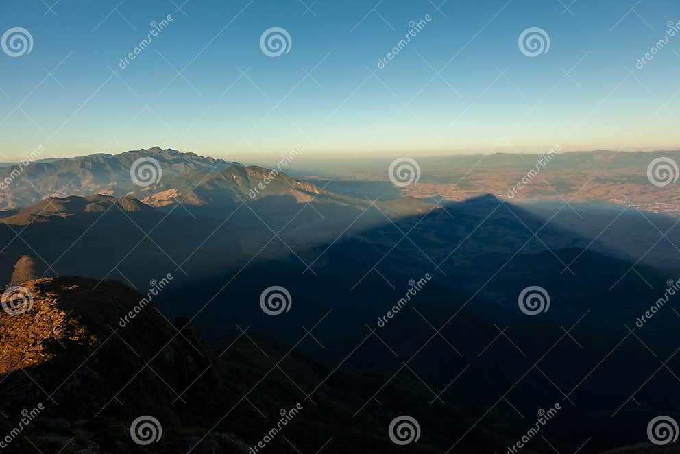 Triangular Shadows of a Mountain Seen from the Summit in Mantiqueira ...