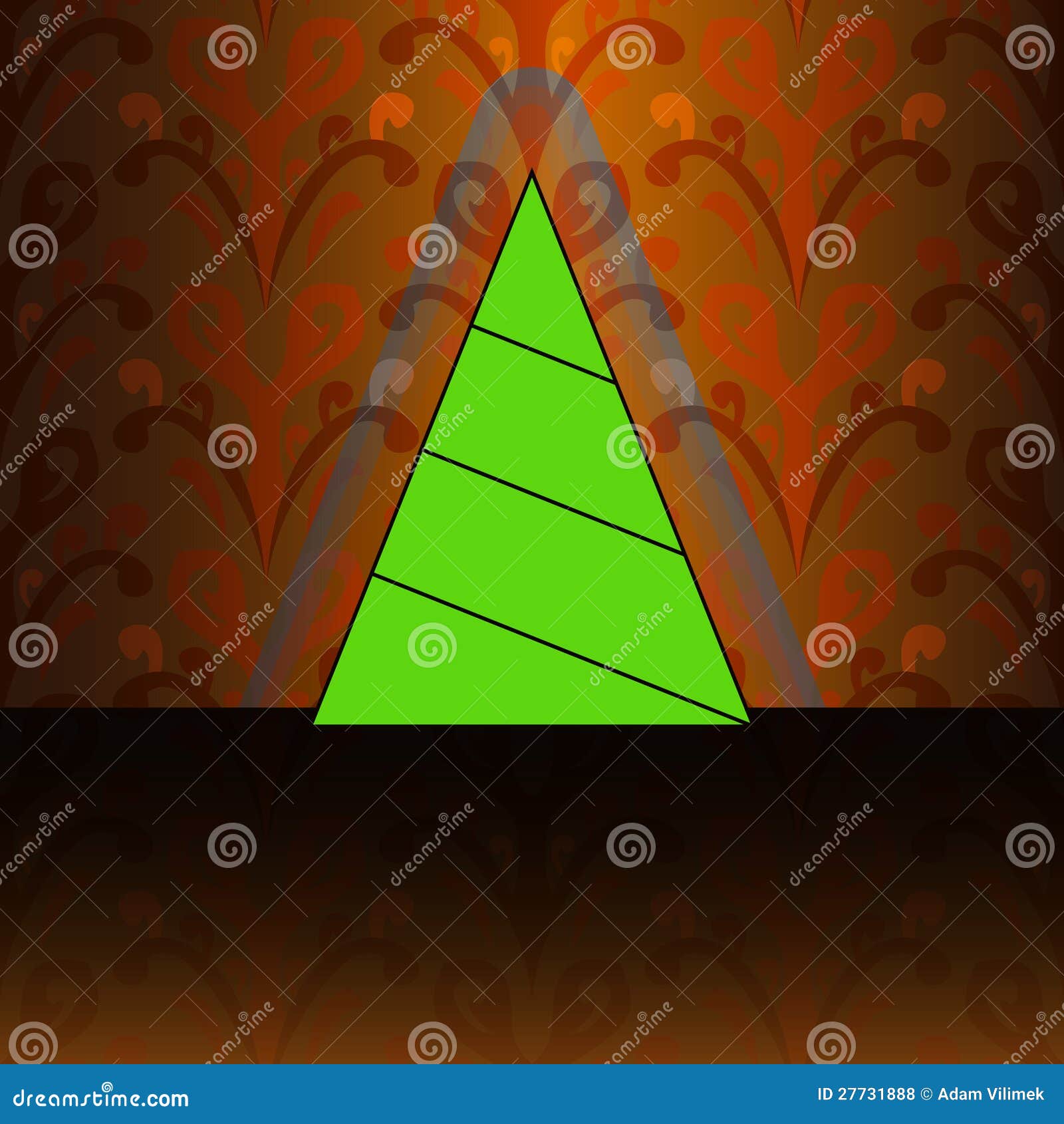 Triangular Shape Christmas Tree on Orange Floral Stock Vector ...