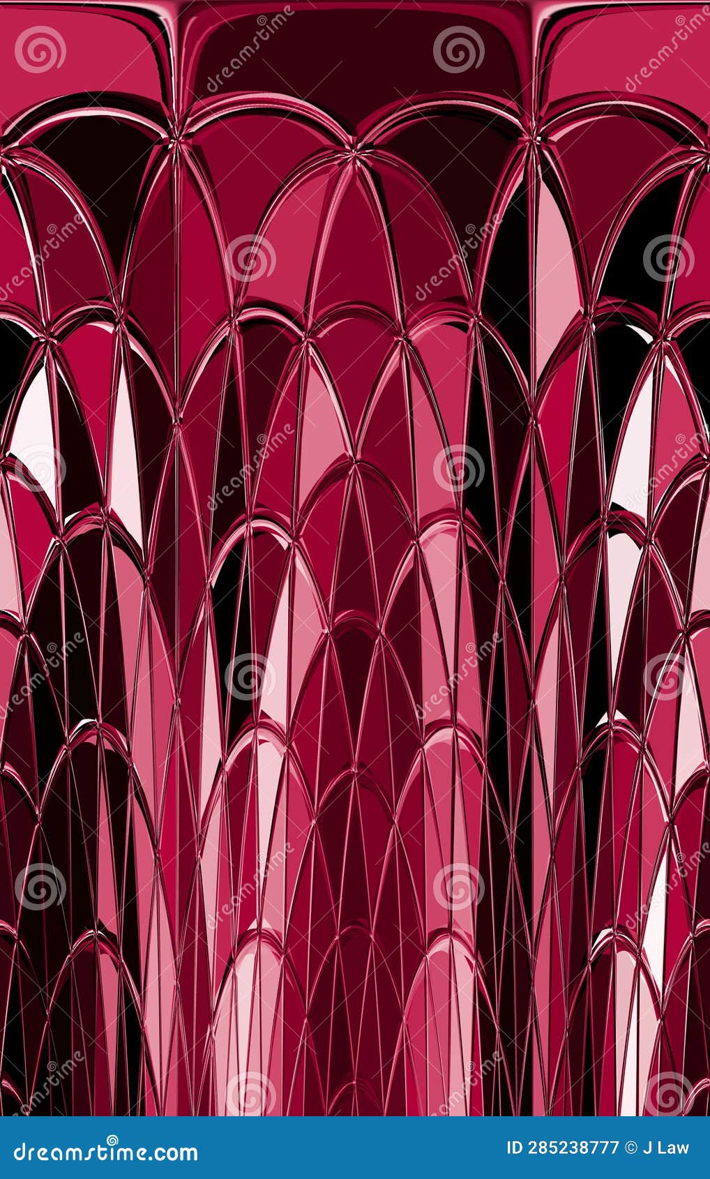 Vivid Red Art Deco Style Smooth Curved Designs Stock Illustration ...