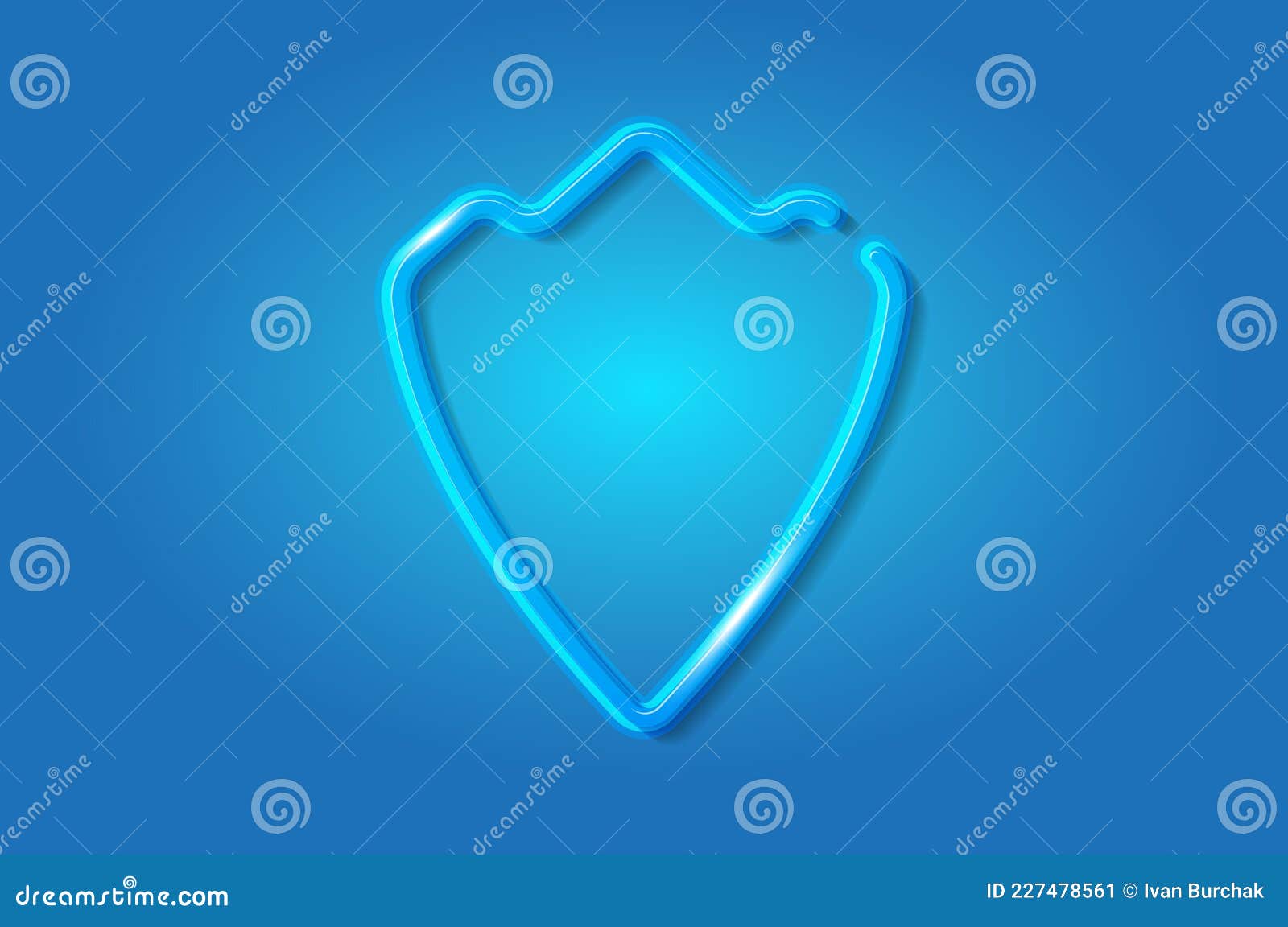 Triangular Shaped Shield Glowing 3D Symbol, Card Template on Blue ...