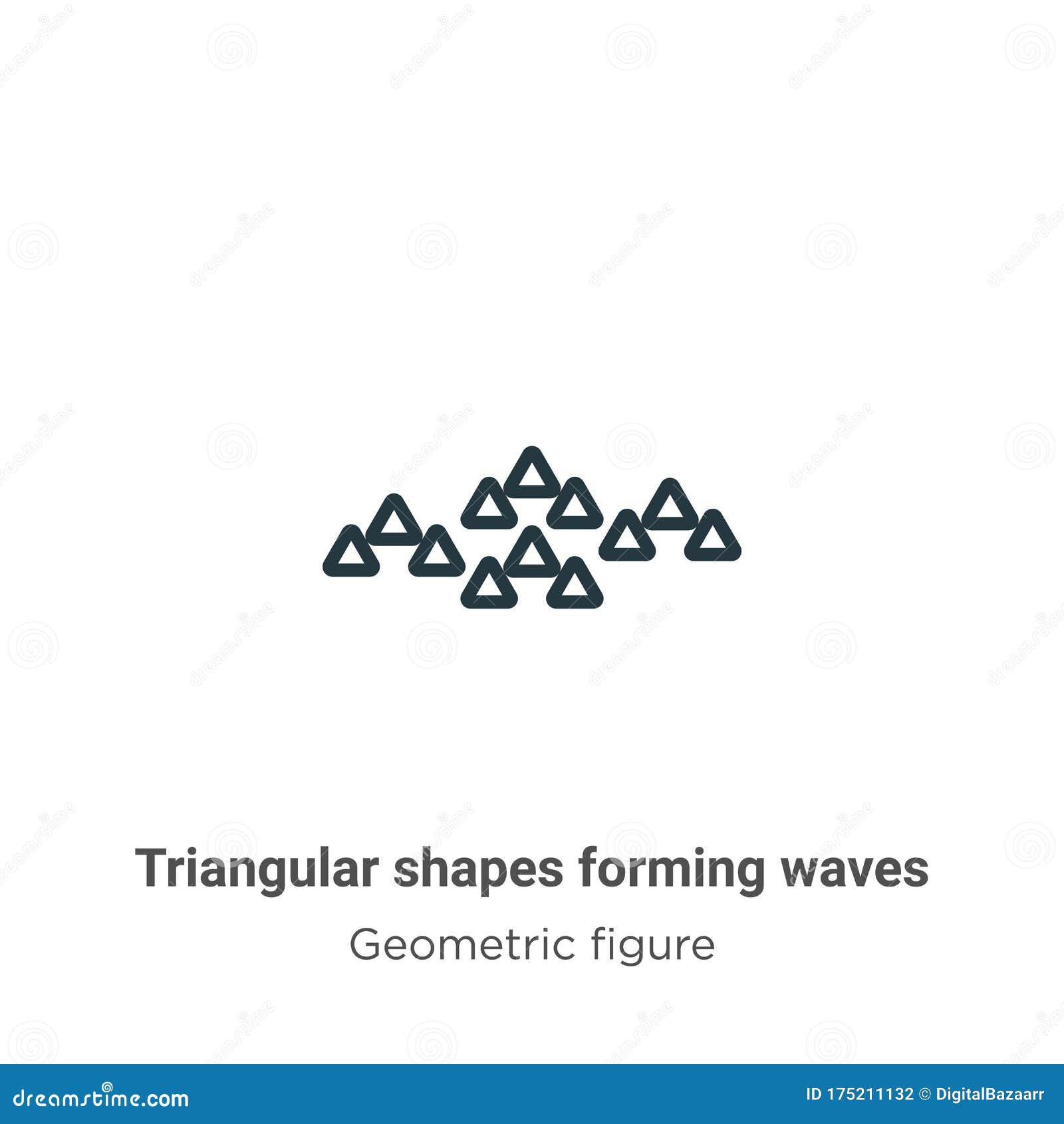 Triangular Shapes Forming Waves Outline Vector Icon. Thin Line Black ...