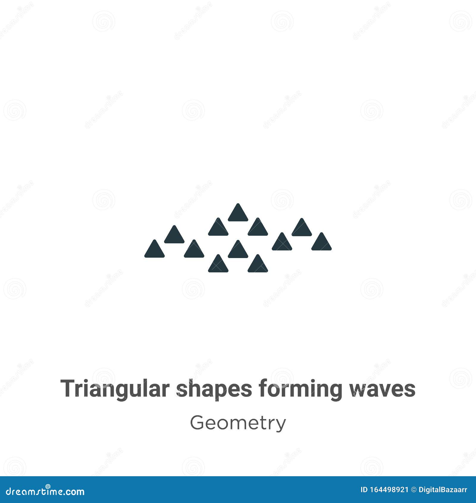 Triangular Shapes Forming Waves Vector Icon on White Background. Flat ...