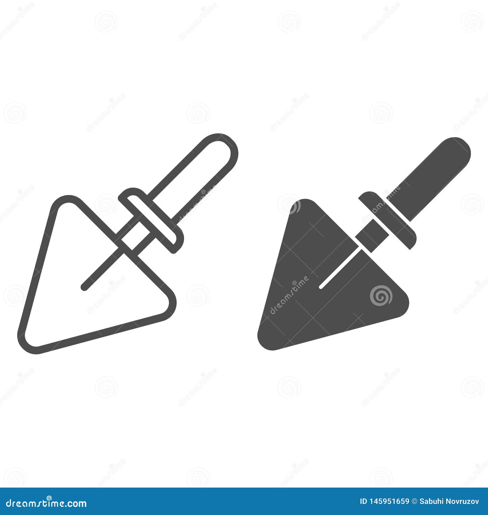 Triangular Shovel Line and Glyph Icon. Cement Shovel Vector ...