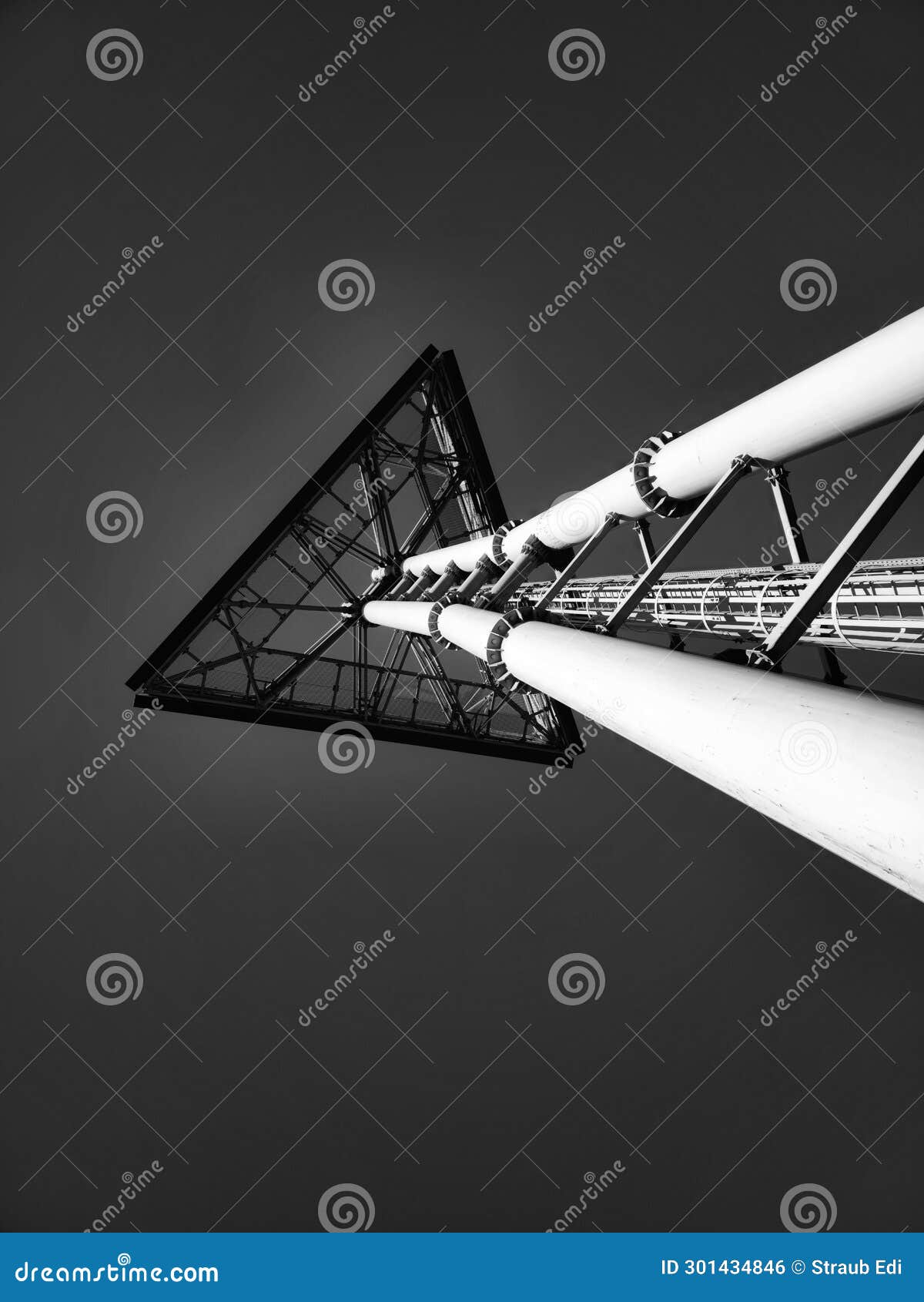 Triangular Sign on a Big Three Leg Steel Pole Stock Photo - Image of ...
