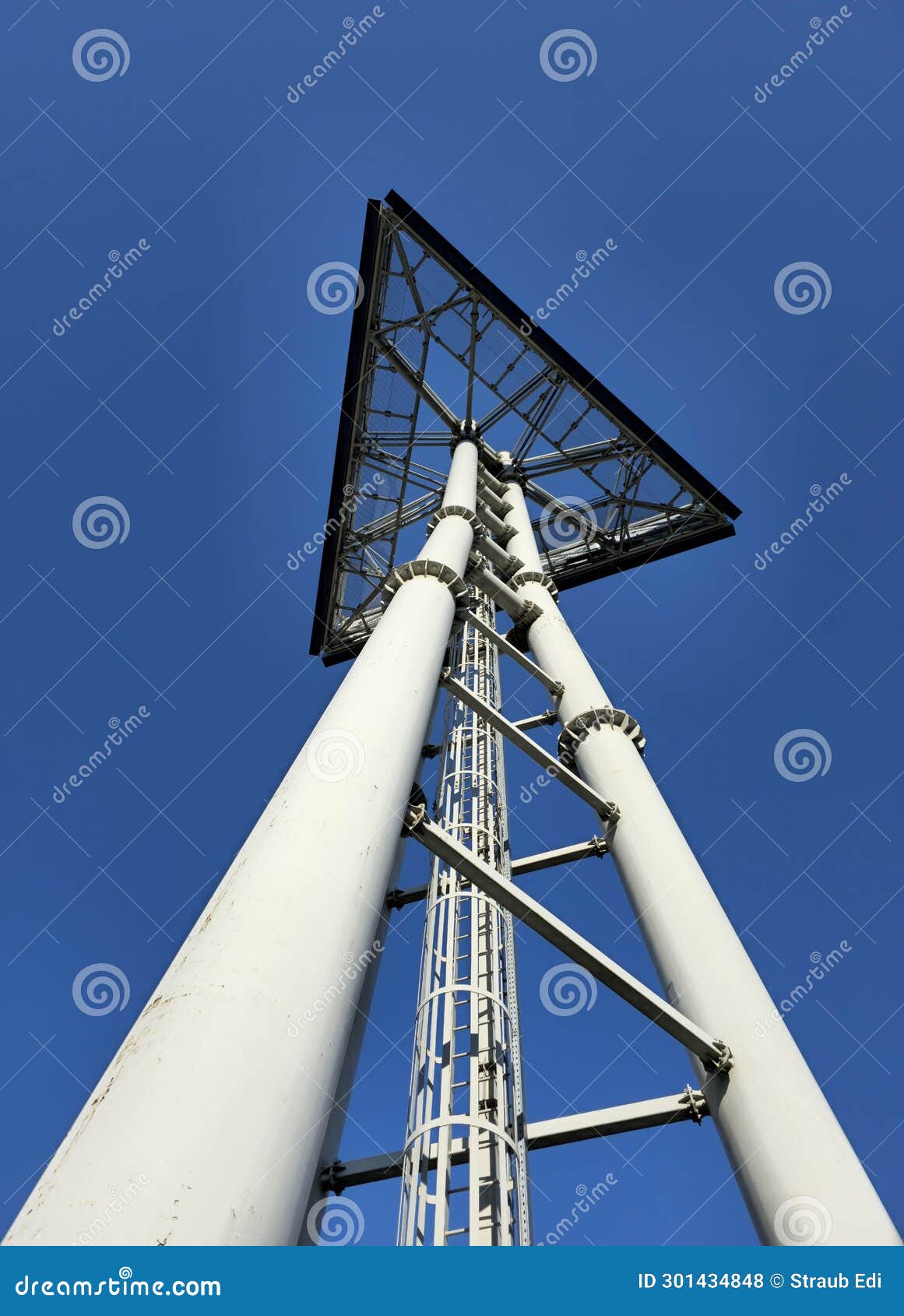 Triangular Sign on a Big Three Leg Steel Pole Stock Photo - Image of ...