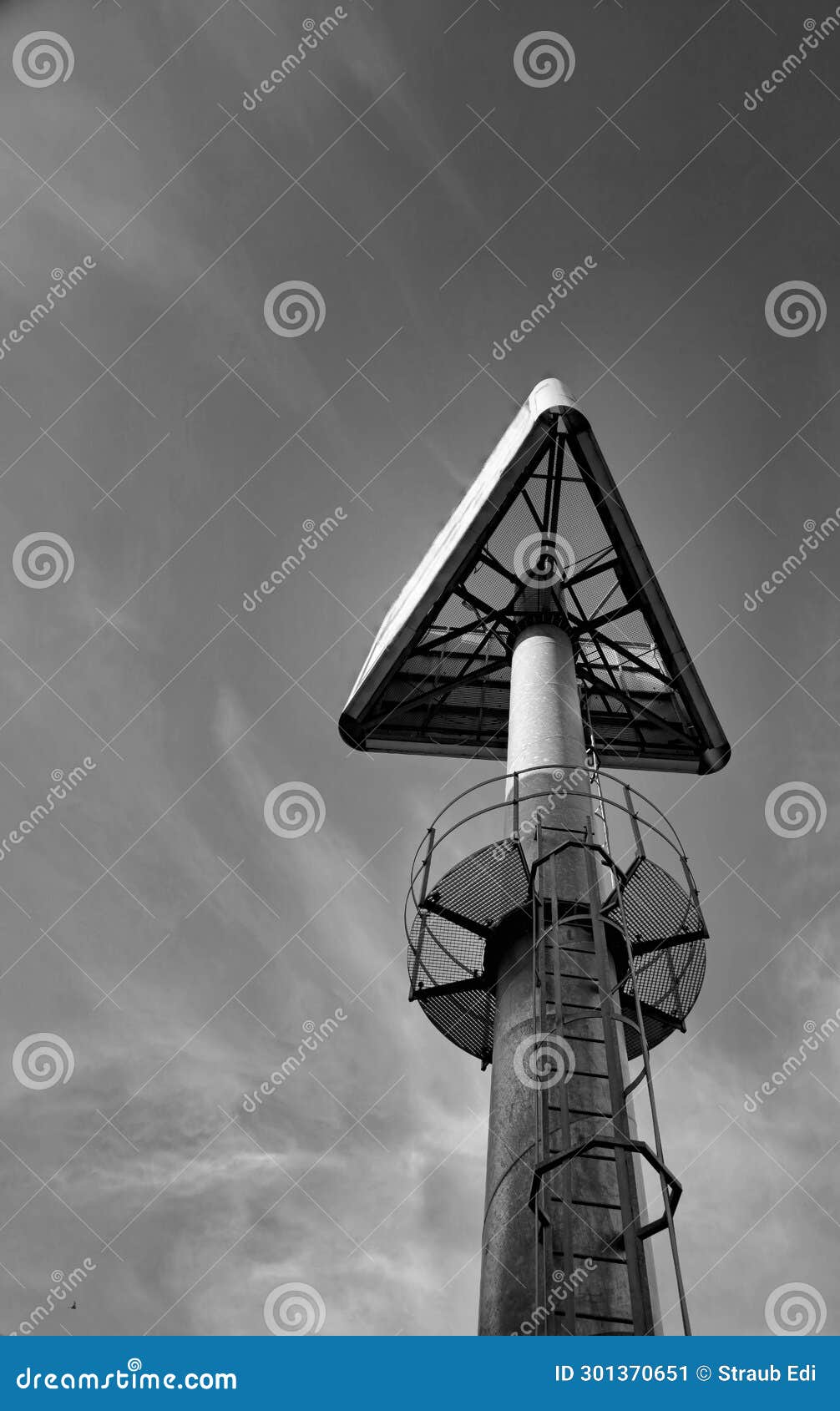 Triangular Sign on a High Steel Pole Stock Image - Image of triangular ...