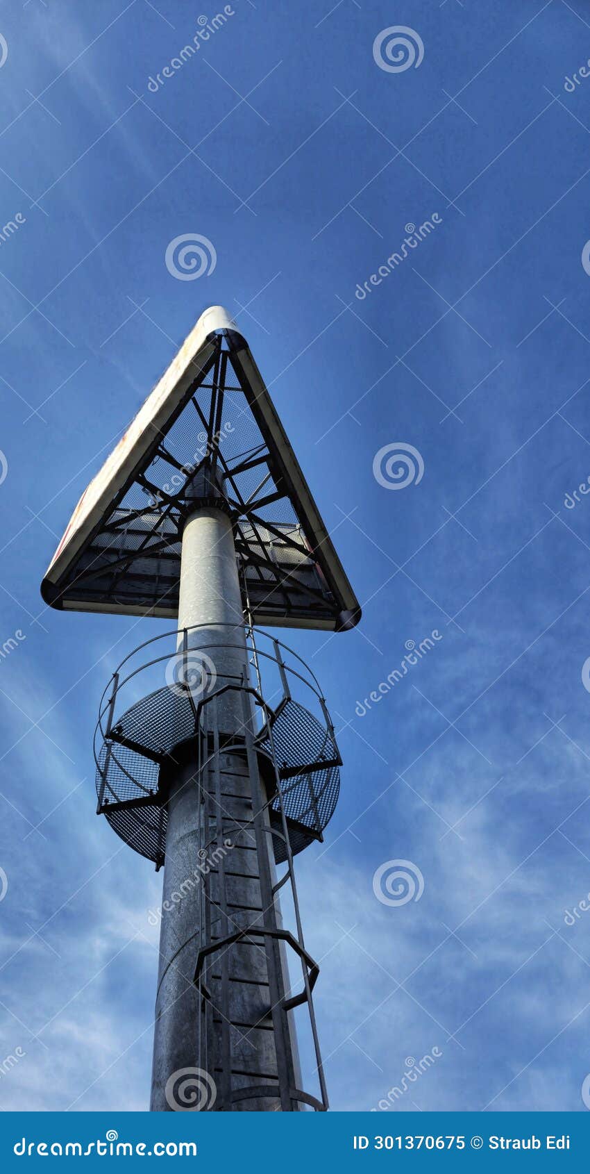 Triangular Sign on a High Steel Pole Stock Image - Image of steel ...