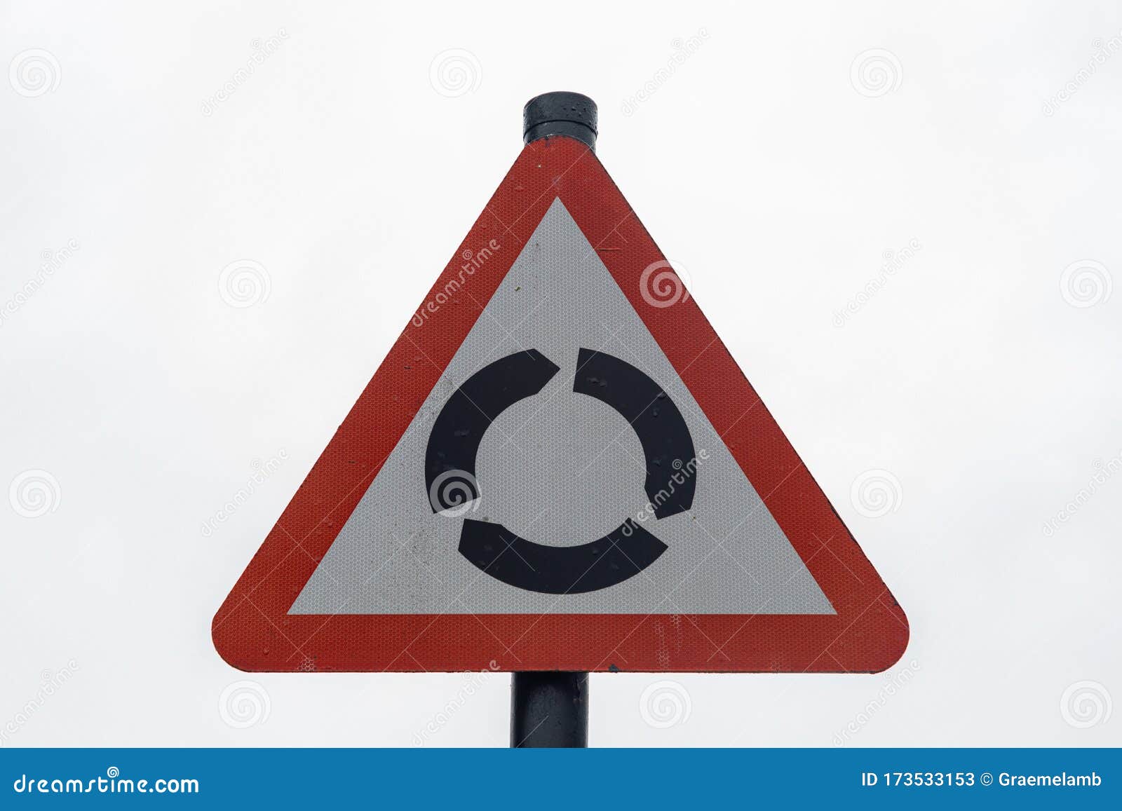 Triangular Sign Indicating Roundabout Ahead Wigan Lancashire July 2019 ...