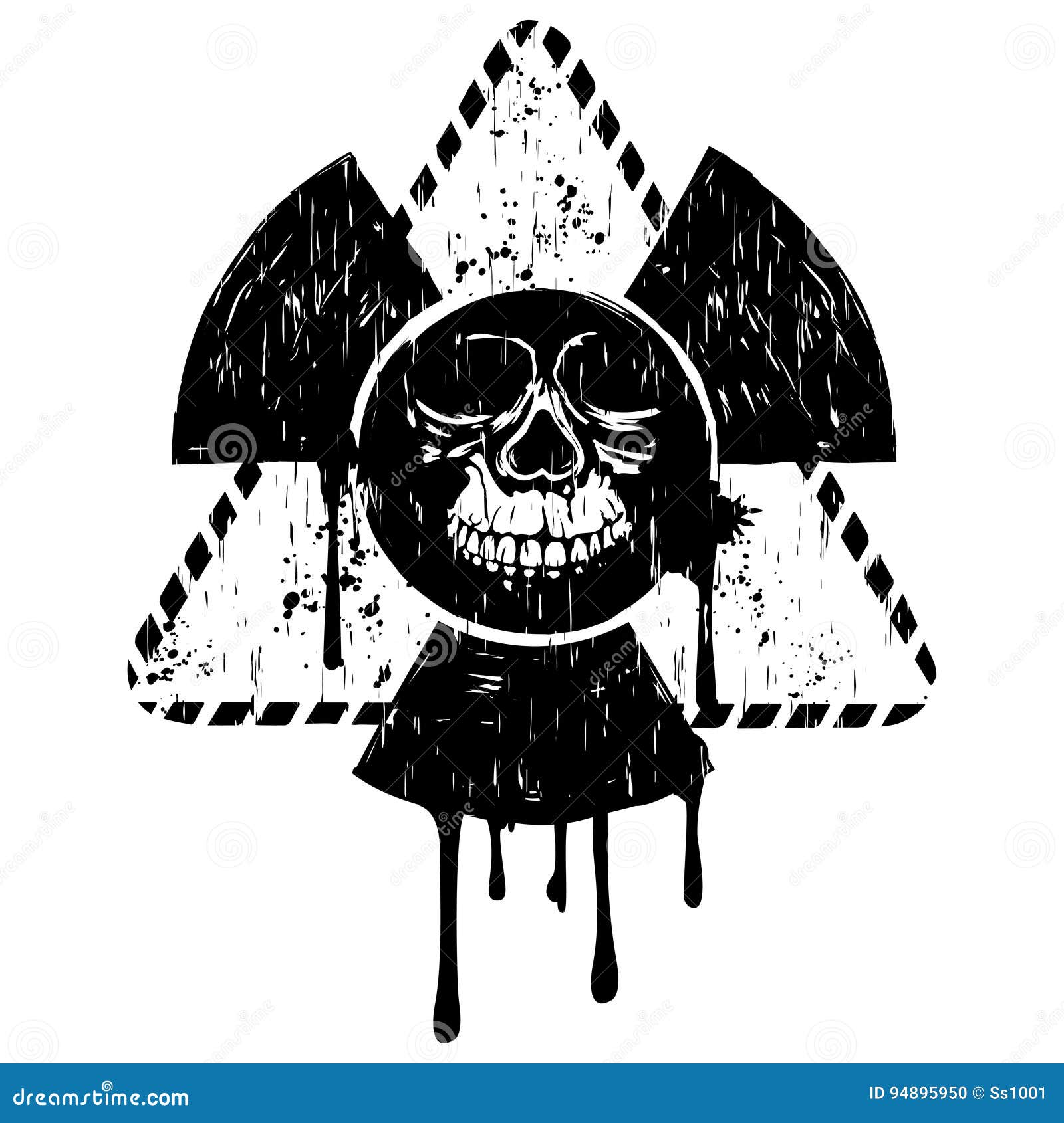 Triangular skull radiation stock vector. Illustration of alarm - 94895950