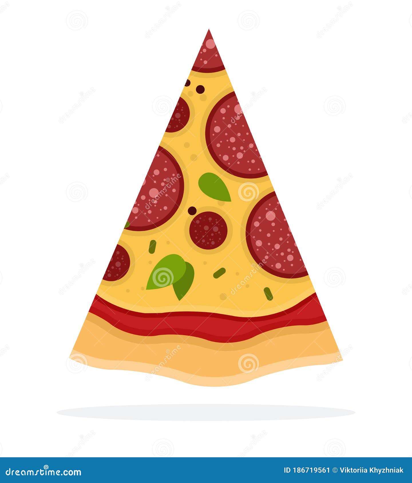 Triangular Slice of Pepperoni Pizza Flat Icon Vector Isolated Stock ...