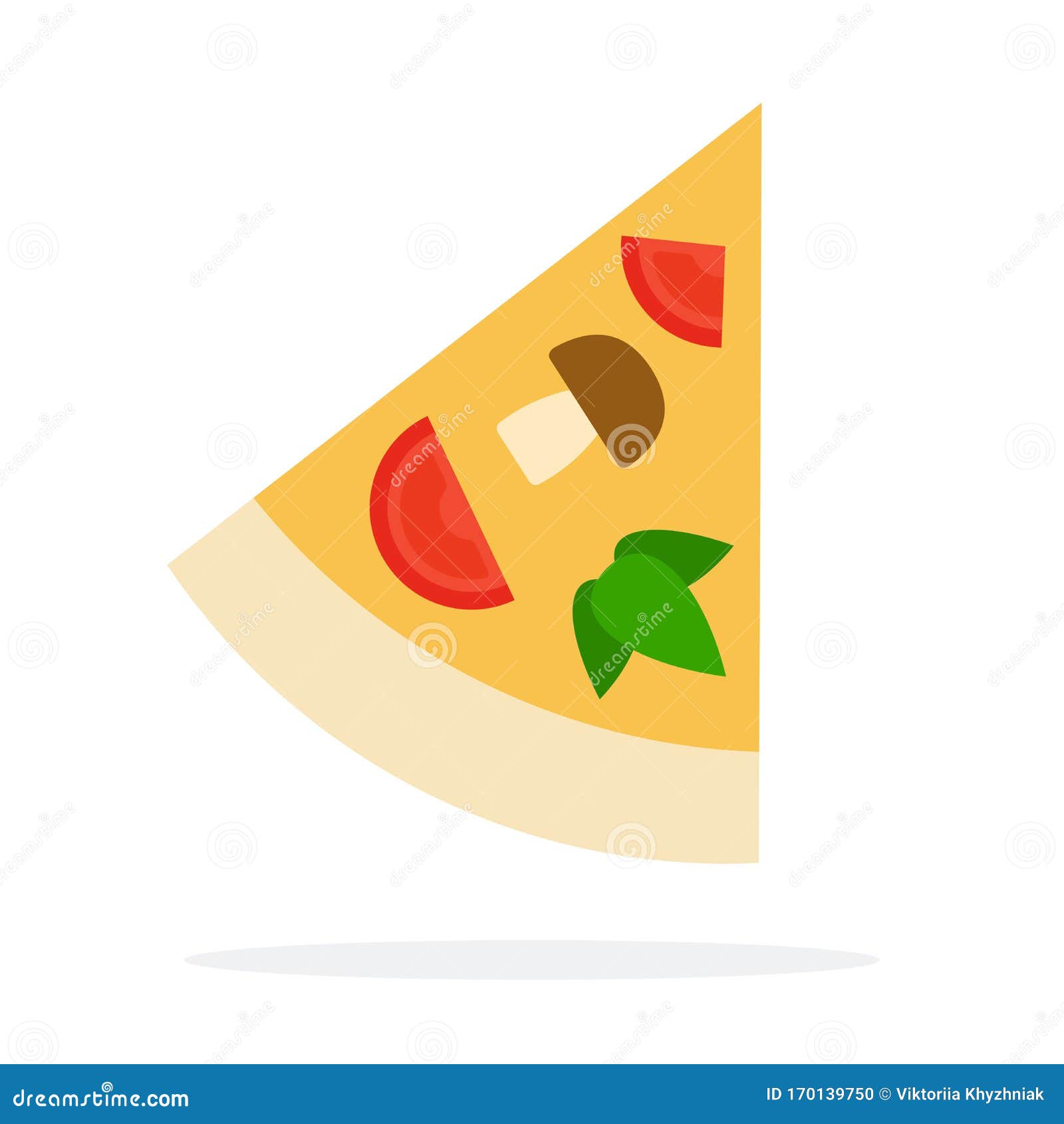 Triangular Slice of Pizza Flat Isolated Stock Vector - Illustration of ...