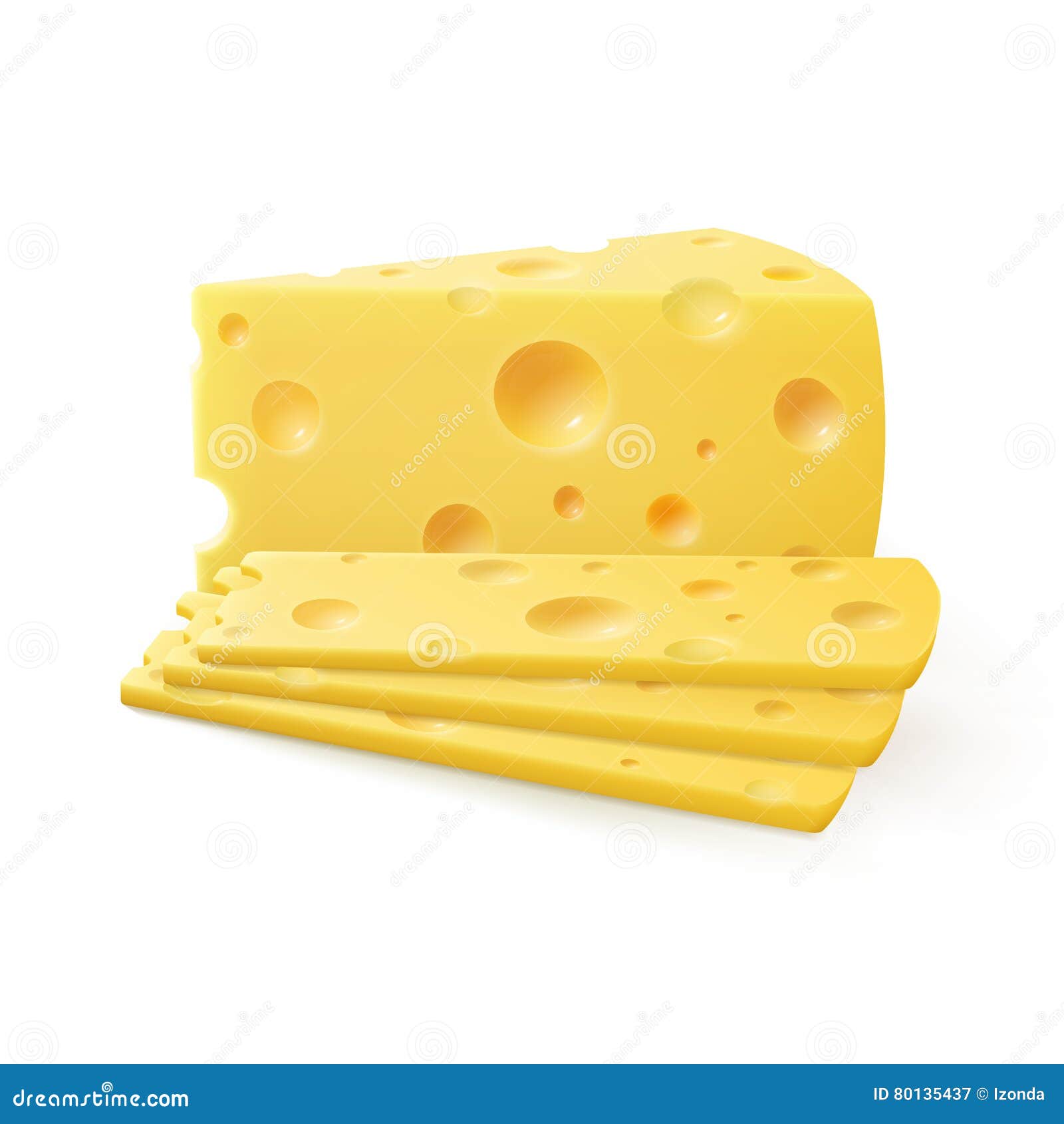 Triangular Sliced Pieces Of Cheddar Cheese Isolated On White Background ...