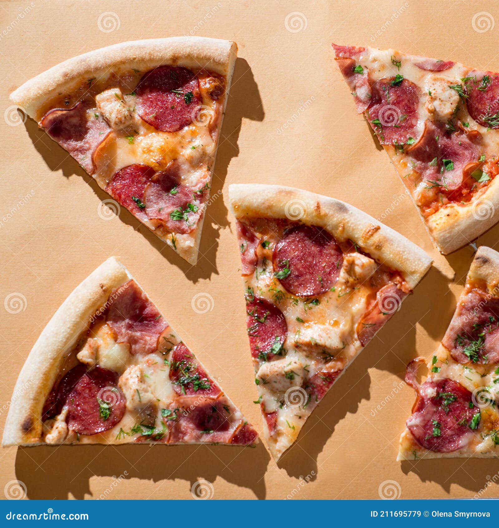 Triangular slices of pizza stock image. Image of fast - 211695779