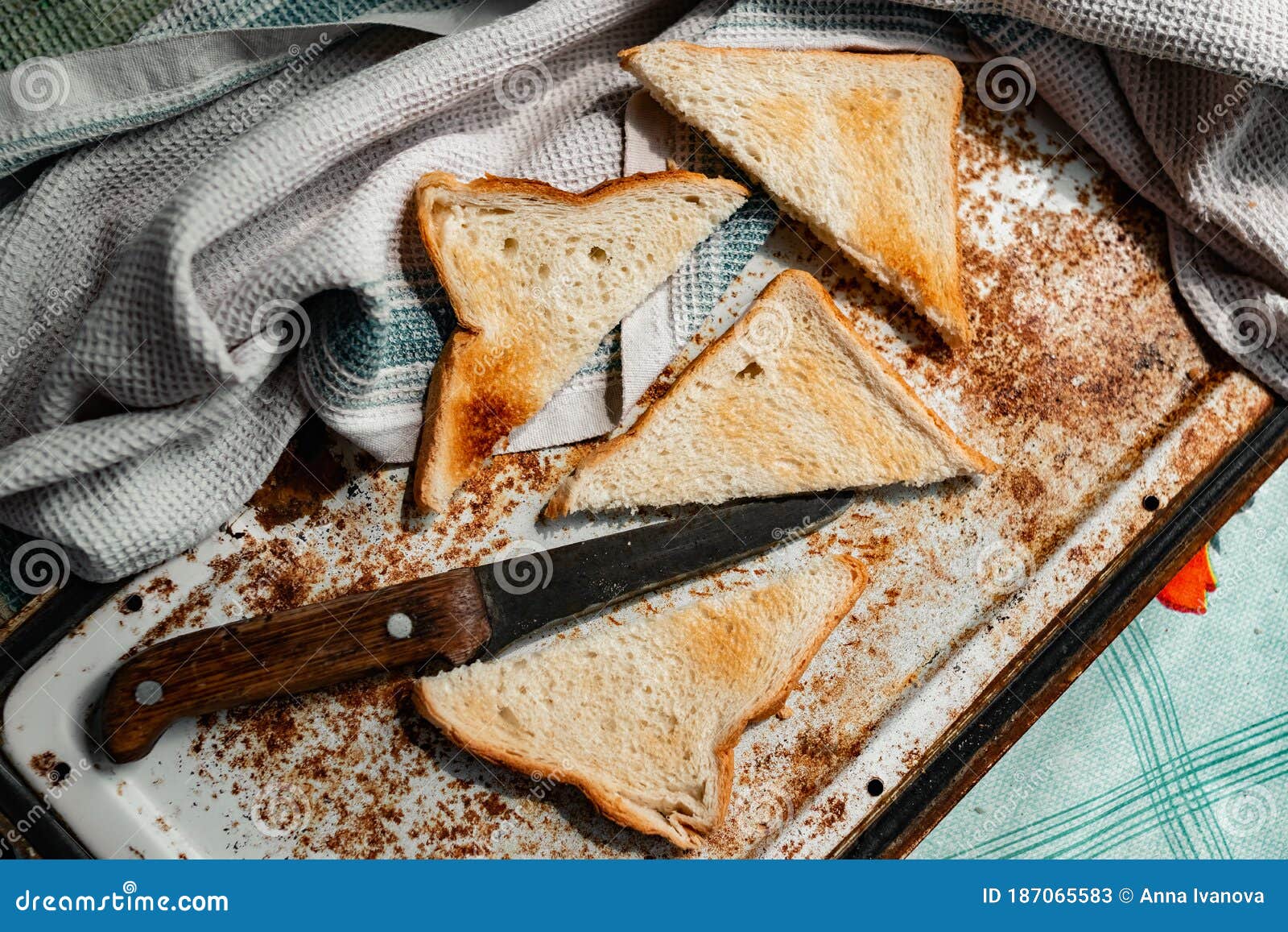 Triangular Slices of Toasted White Bread with a Soft Texture Inside and ...