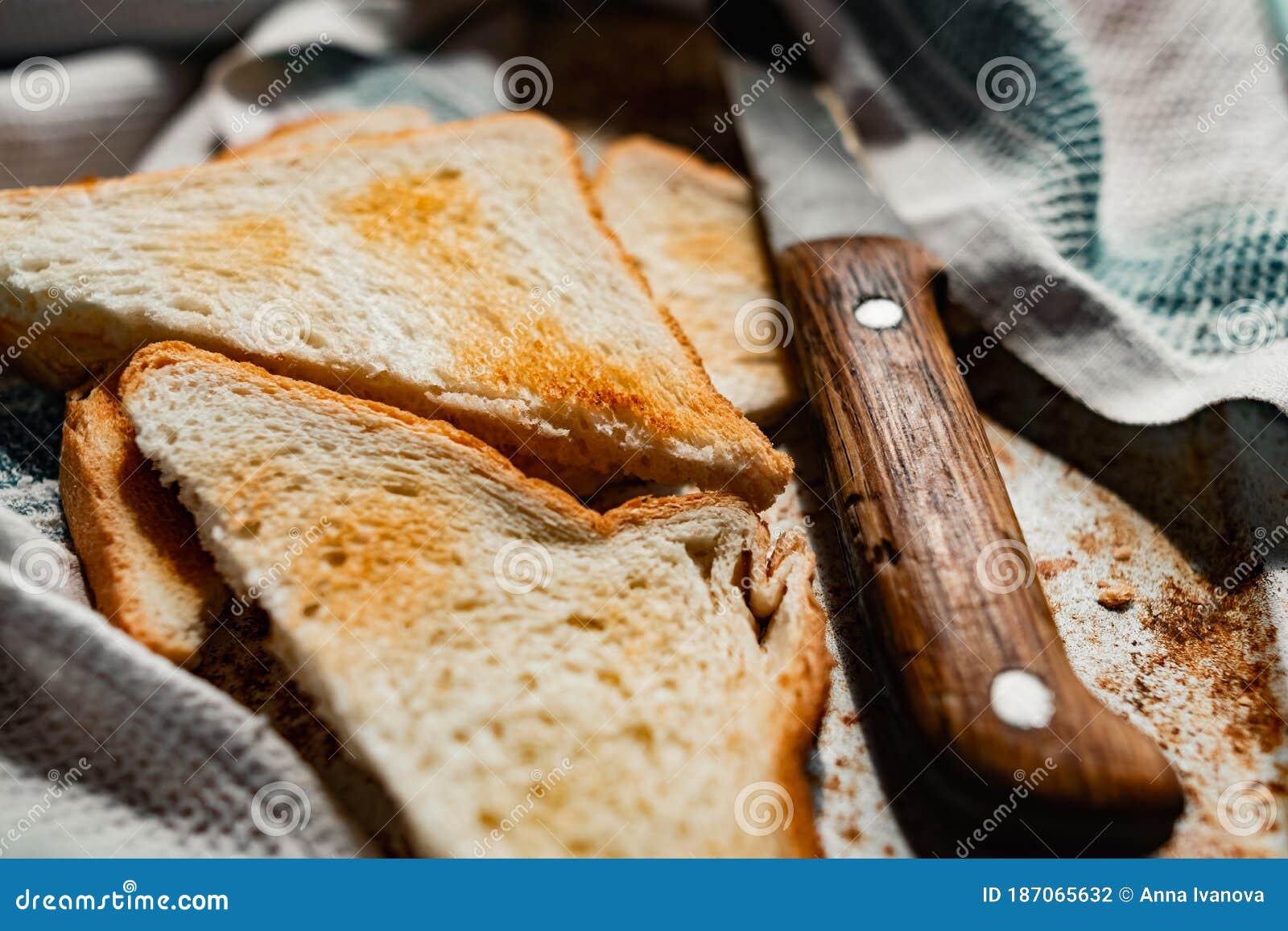 Triangular Slices of Toasted White Bread with a Soft Texture Inside and ...