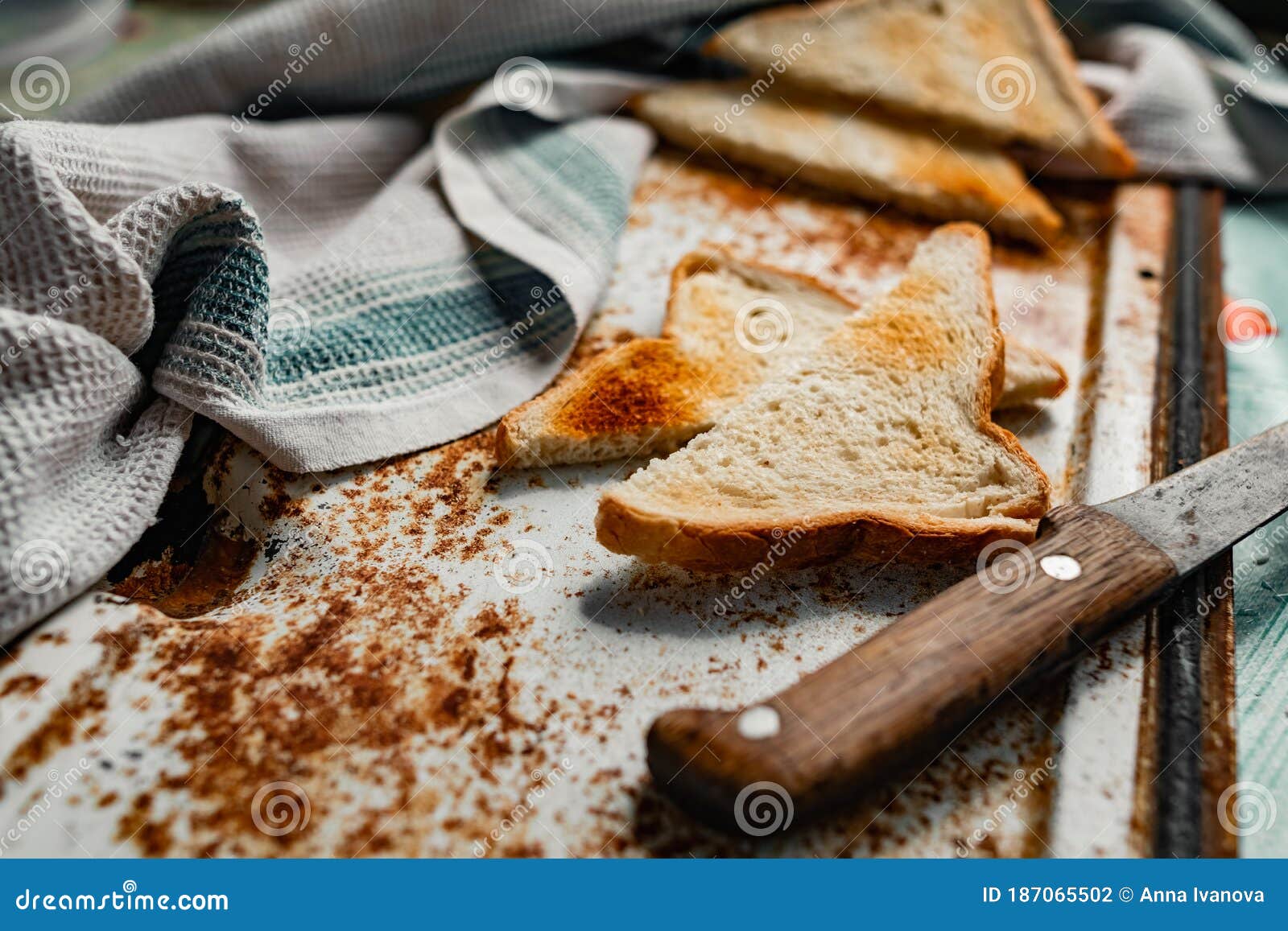 Triangular Slices of Toasted White Bread with a Soft Texture Inside and ...
