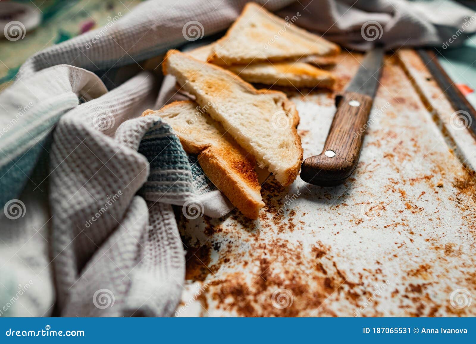 Triangular Slices of Toasted White Bread with a Soft Texture Inside and ...