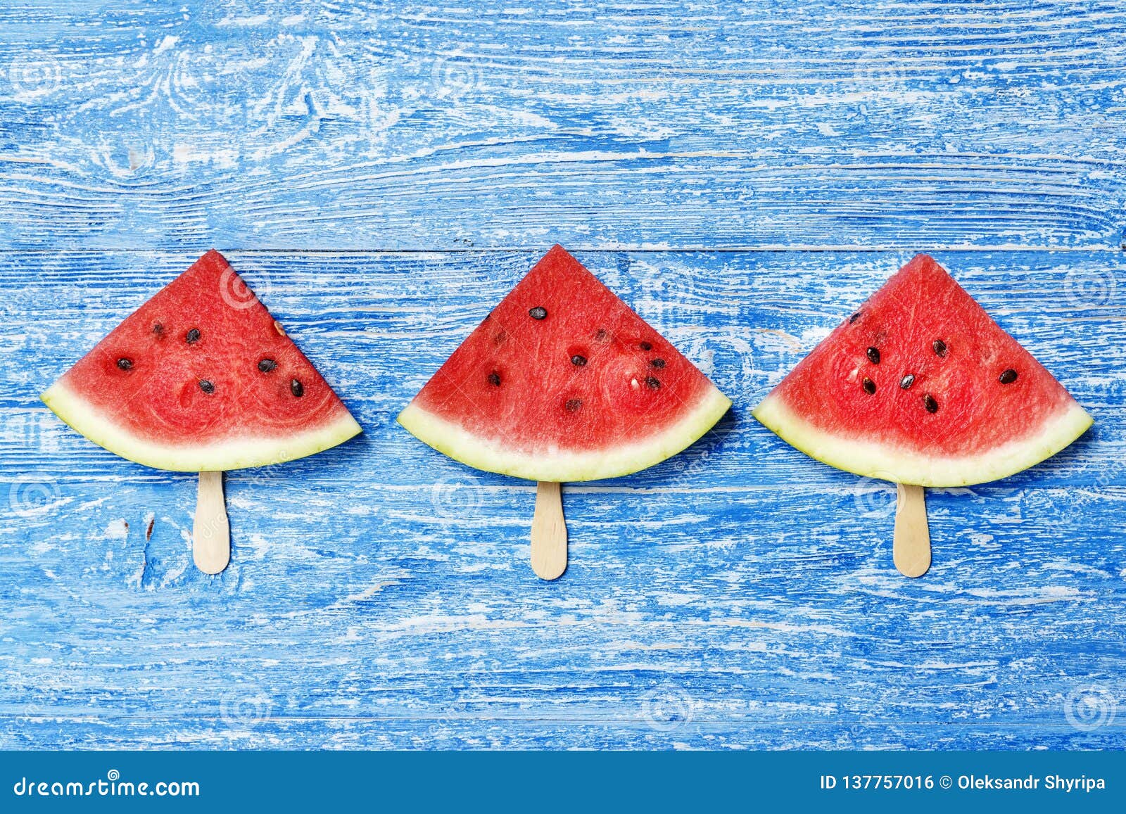 Triangular Slices of Watermelon Stock Photo - Image of blue, freshness ...