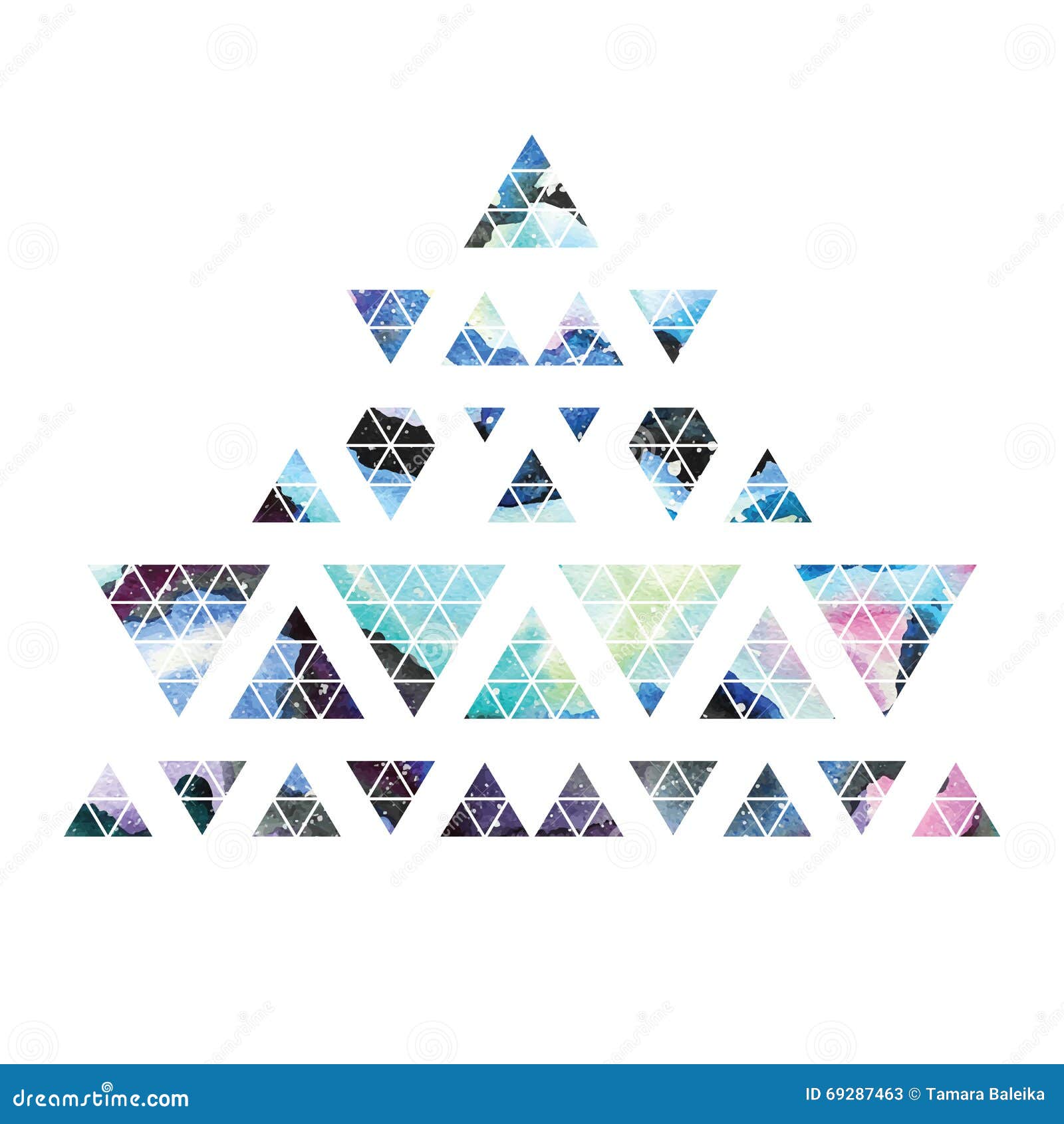 Triangular Space Design. Abstract Watercolor Ornament Stock Vector ...