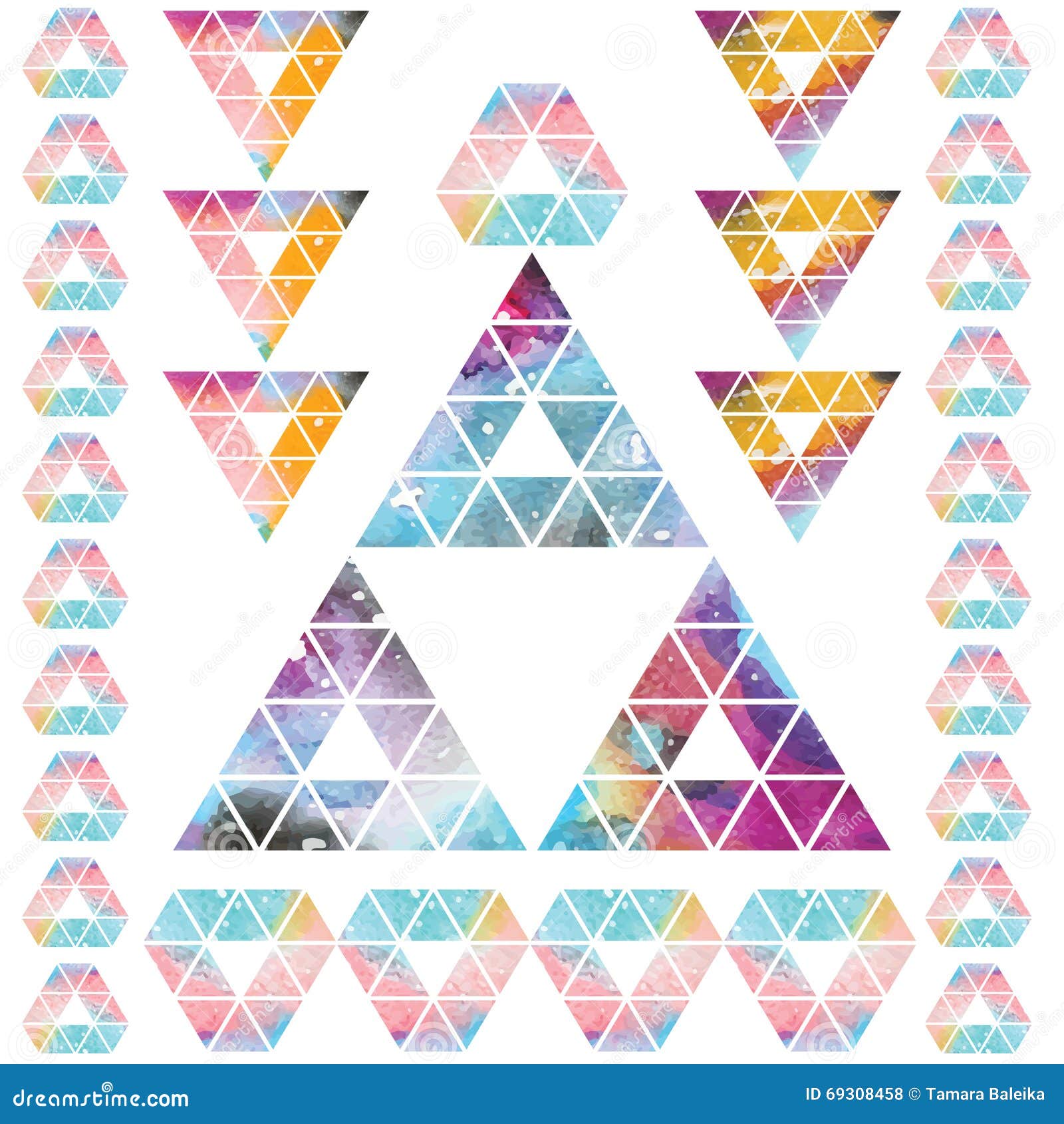 Triangular Space Design. Abstract Watercolor Ornament Stock Vector ...