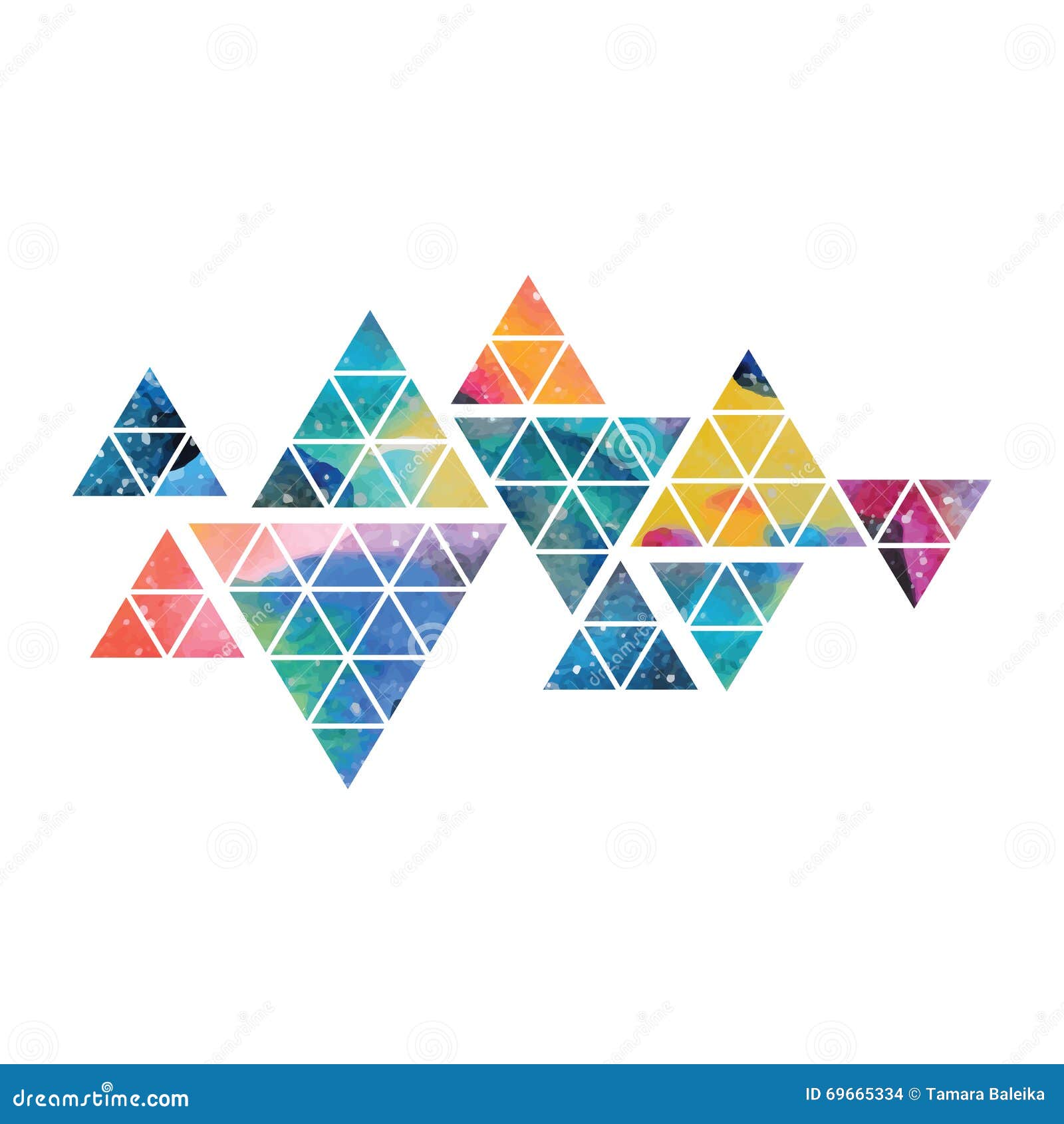 Triangular Space Design. Abstract Watercolor Ornament Stock Vector ...