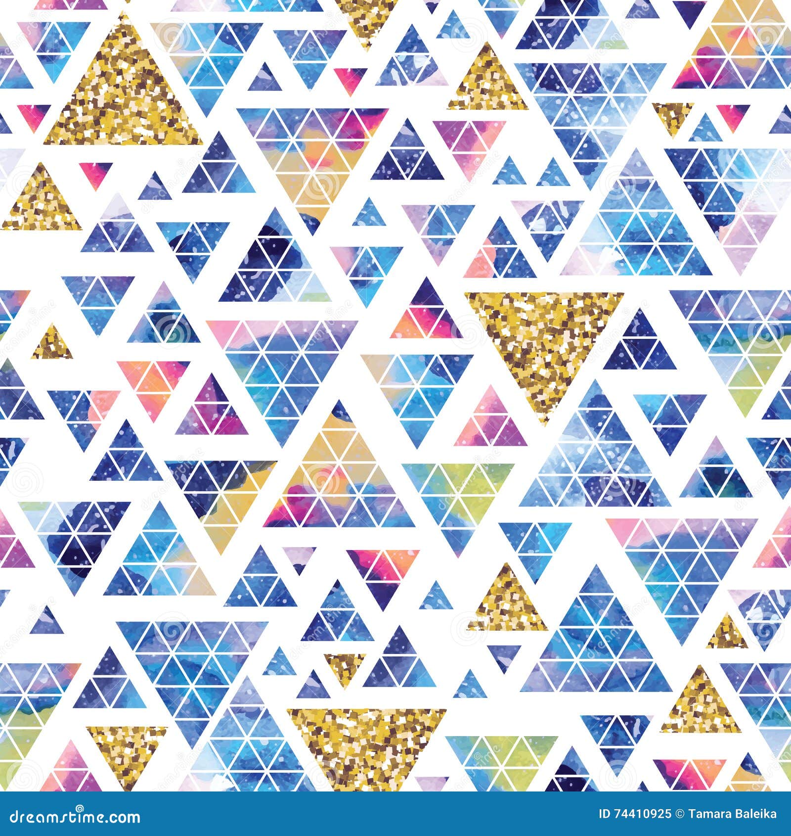 Triangular Space Design. Abstract Watercolor Ornament. Vector ...