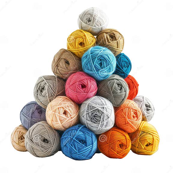 A Triangular Stack of Multicolored Yarn Balls Stock Illustration ...
