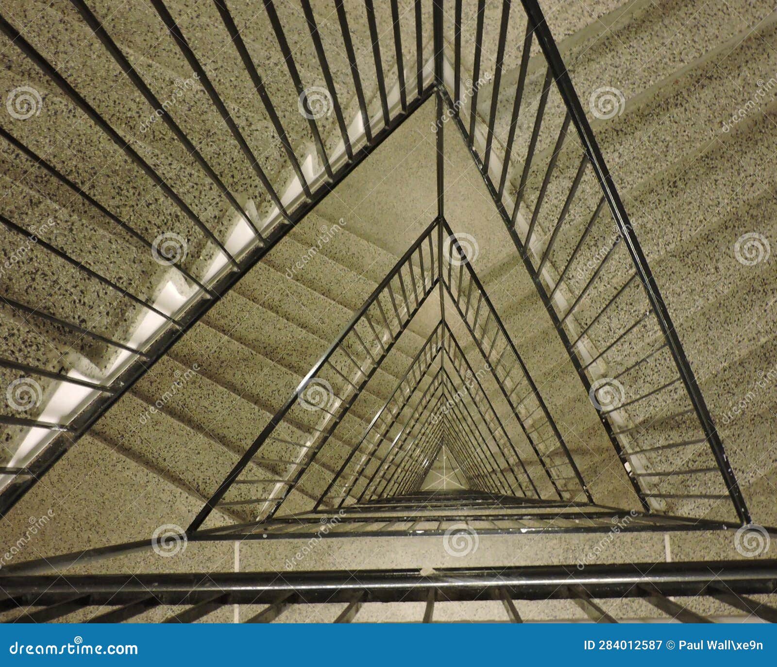 Stairs with Triangular Pattern in a Tall Building. Stock Image - Image ...
