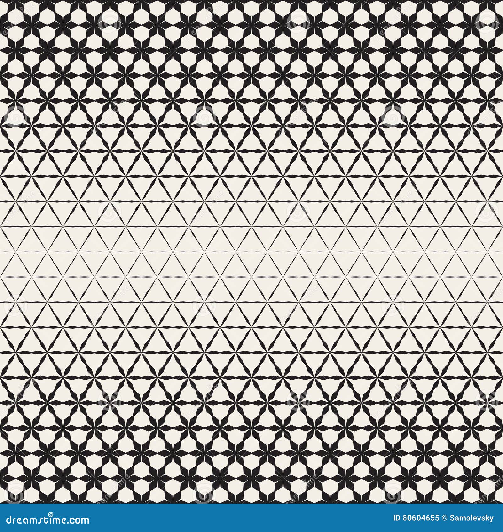 Triangular Star Shapes Halftone Lattice. Vector Seamless Black and ...