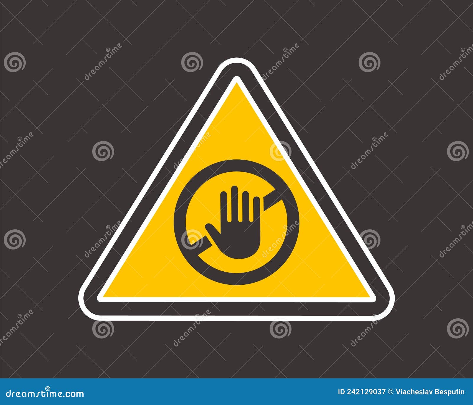 Triangular Stop Sign. Hand Stops Stock Vector - Illustration of signal ...