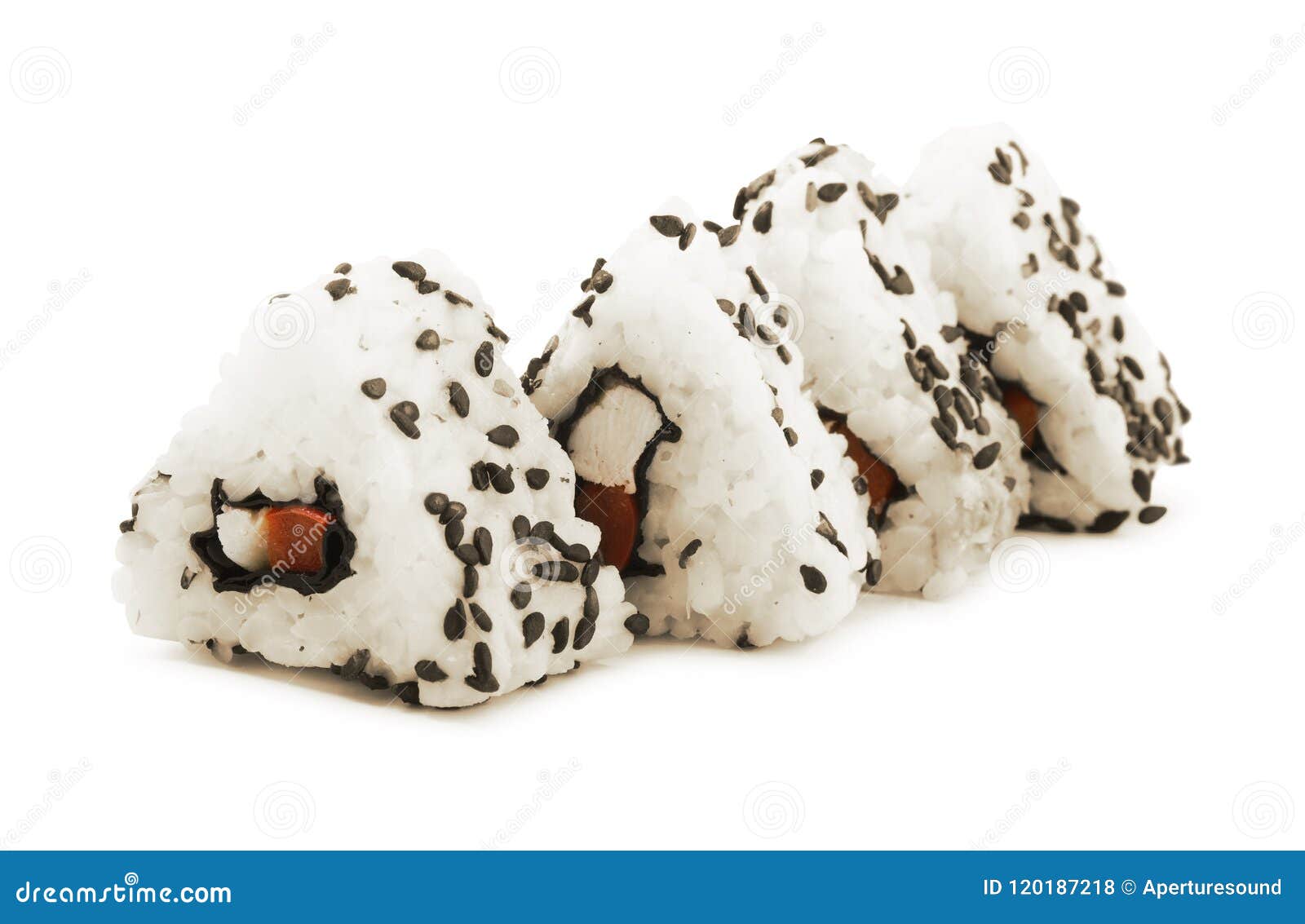 Triangular Sushi with Cucumber Sesame Seeds Stock Photo - Image of ...